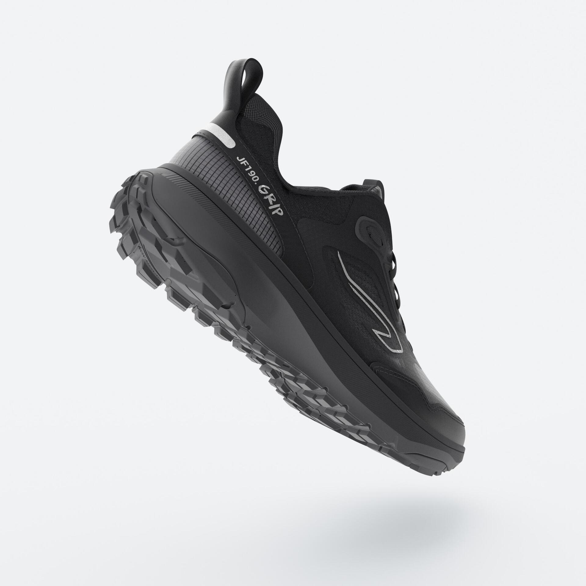Men's running and trail running, Kiprun JF 190 Grip - Full Black