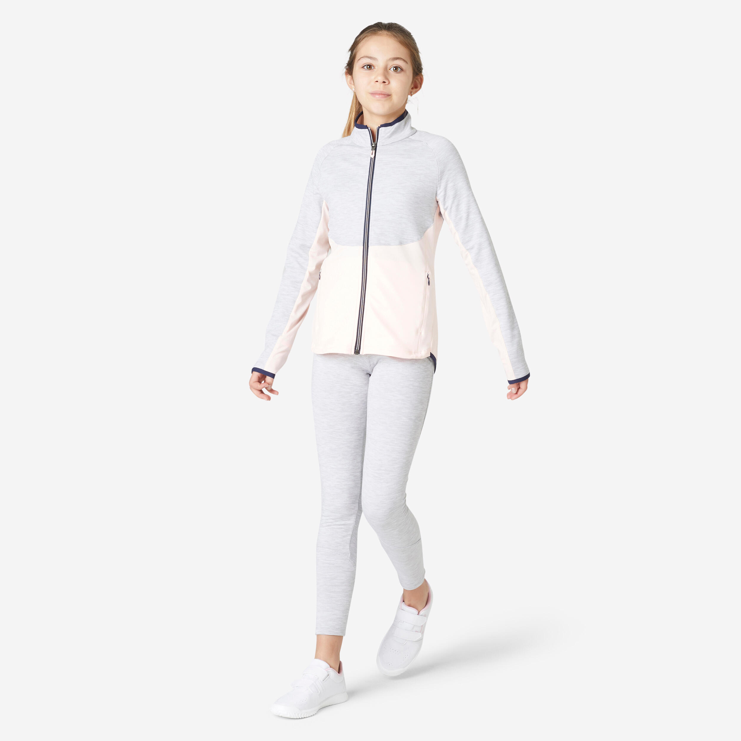 Kids’ Tracksuit - S 500 - Pale grey, Fluo pale pink, - - Decathlon ...