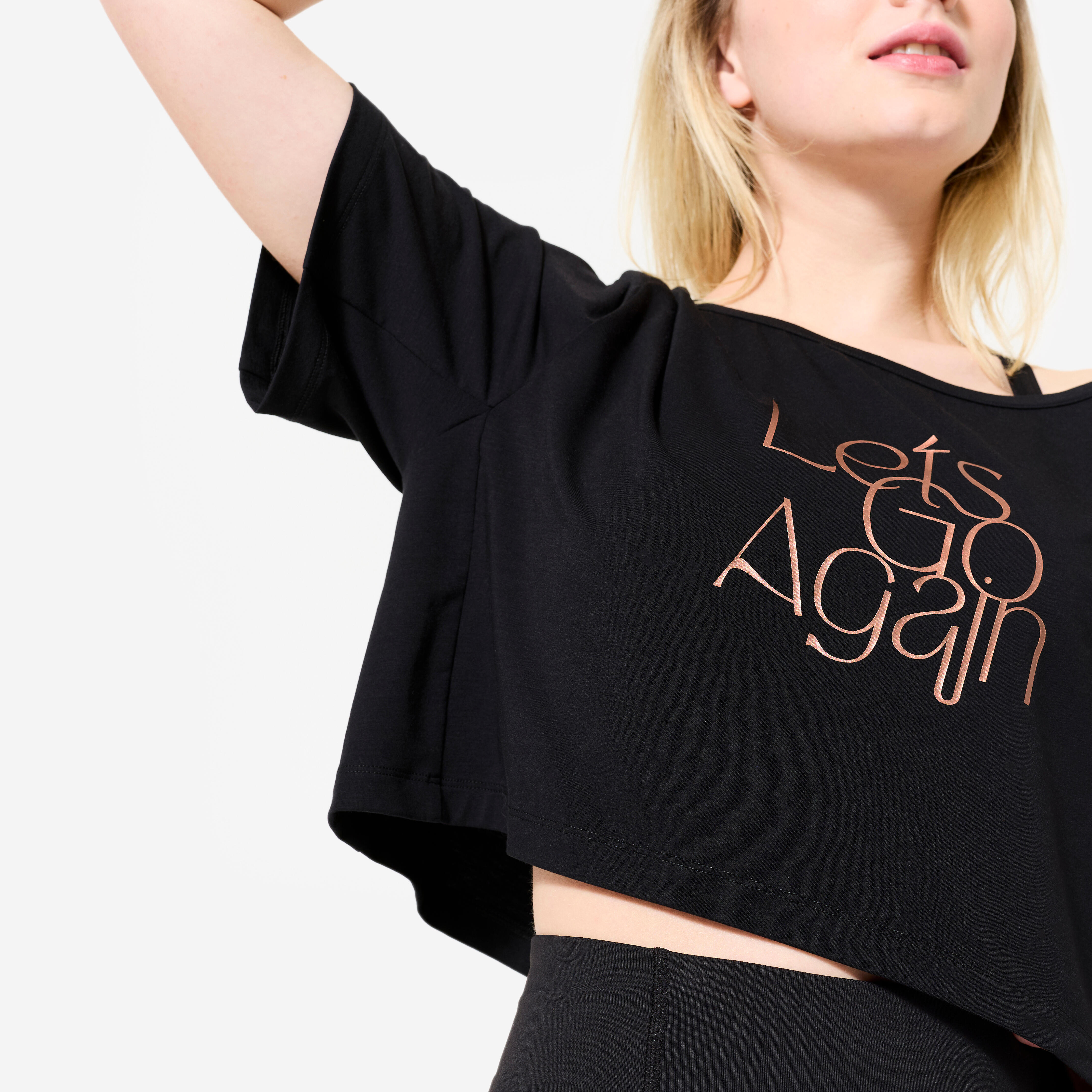 Women's Cropped Modern Jazz T-Shirt - Graphite Black - Decathlon