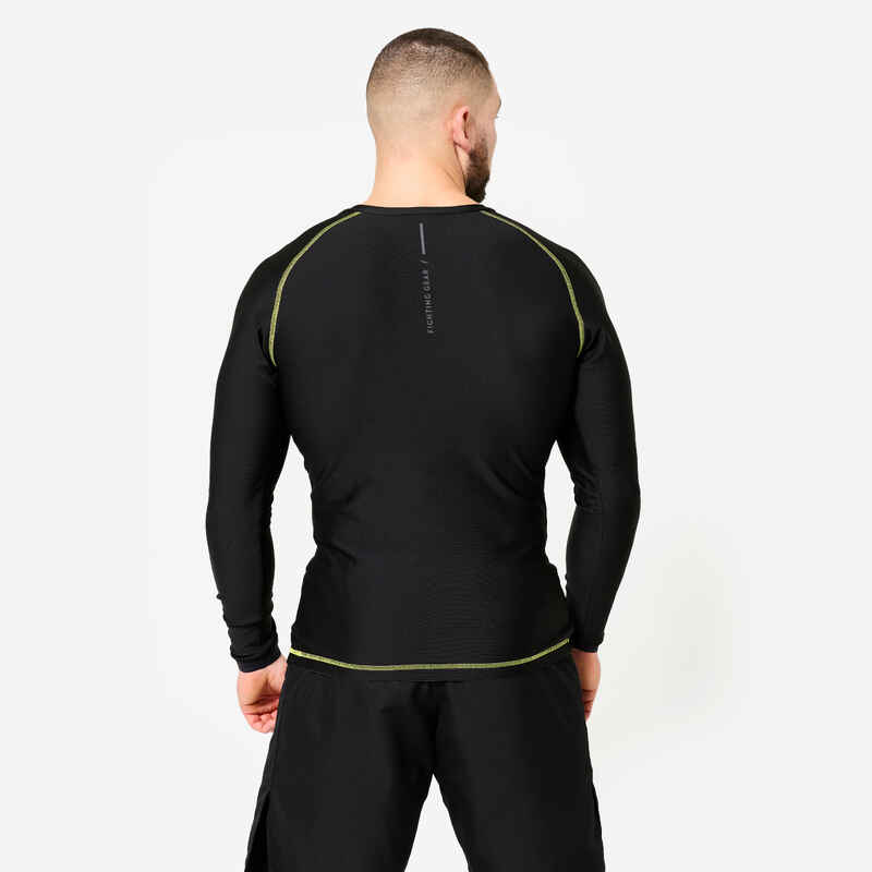 Majica za MMA i hrvanje Rashguard crno-žuta - Decathlon