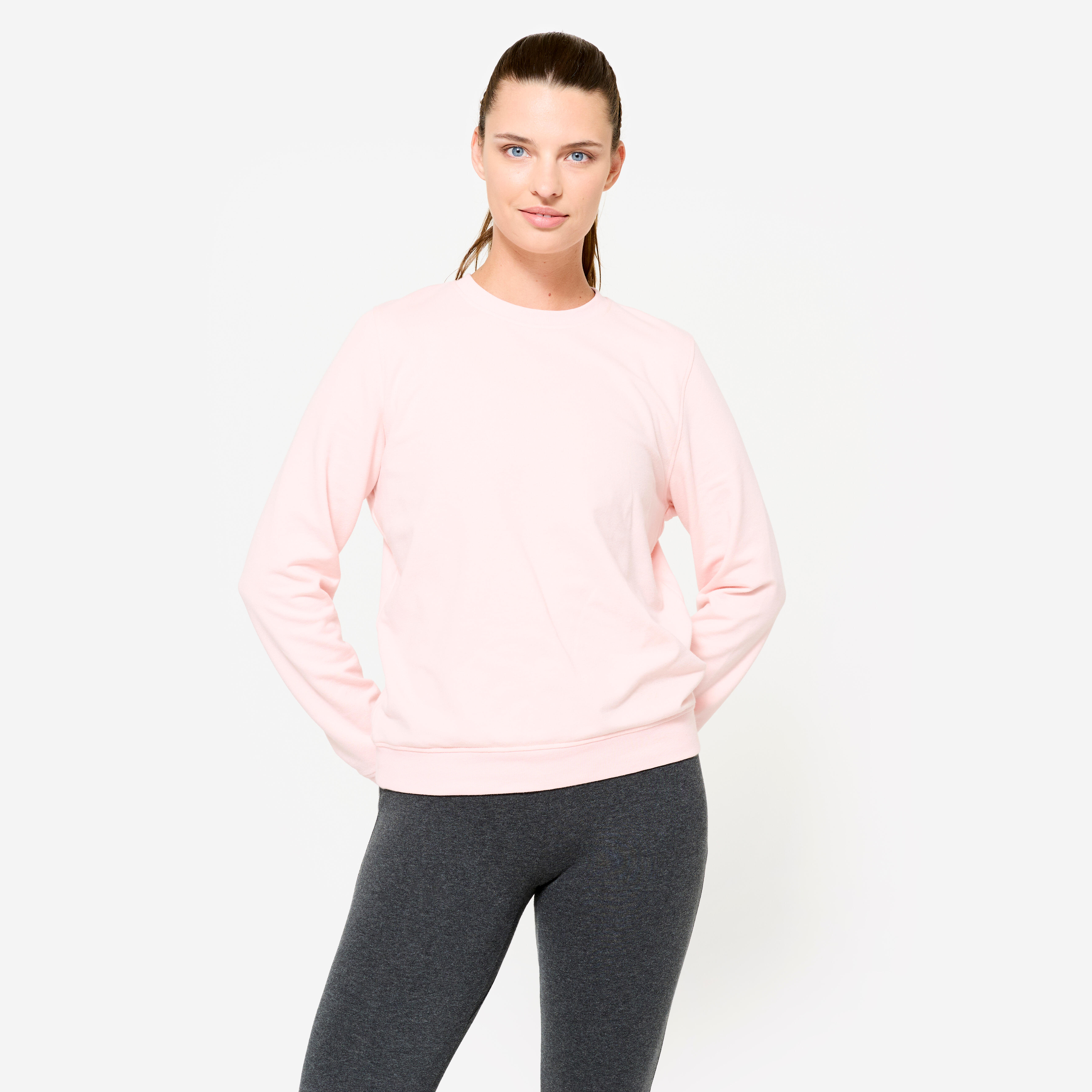 Women's Crew Neck Training Sweatshirt - Pearl pink - Domyos - Decathlon