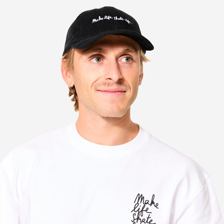 Czapka z daszkiem sztruksowa na deskorolkę CAP900 Make Life Skate Life ...