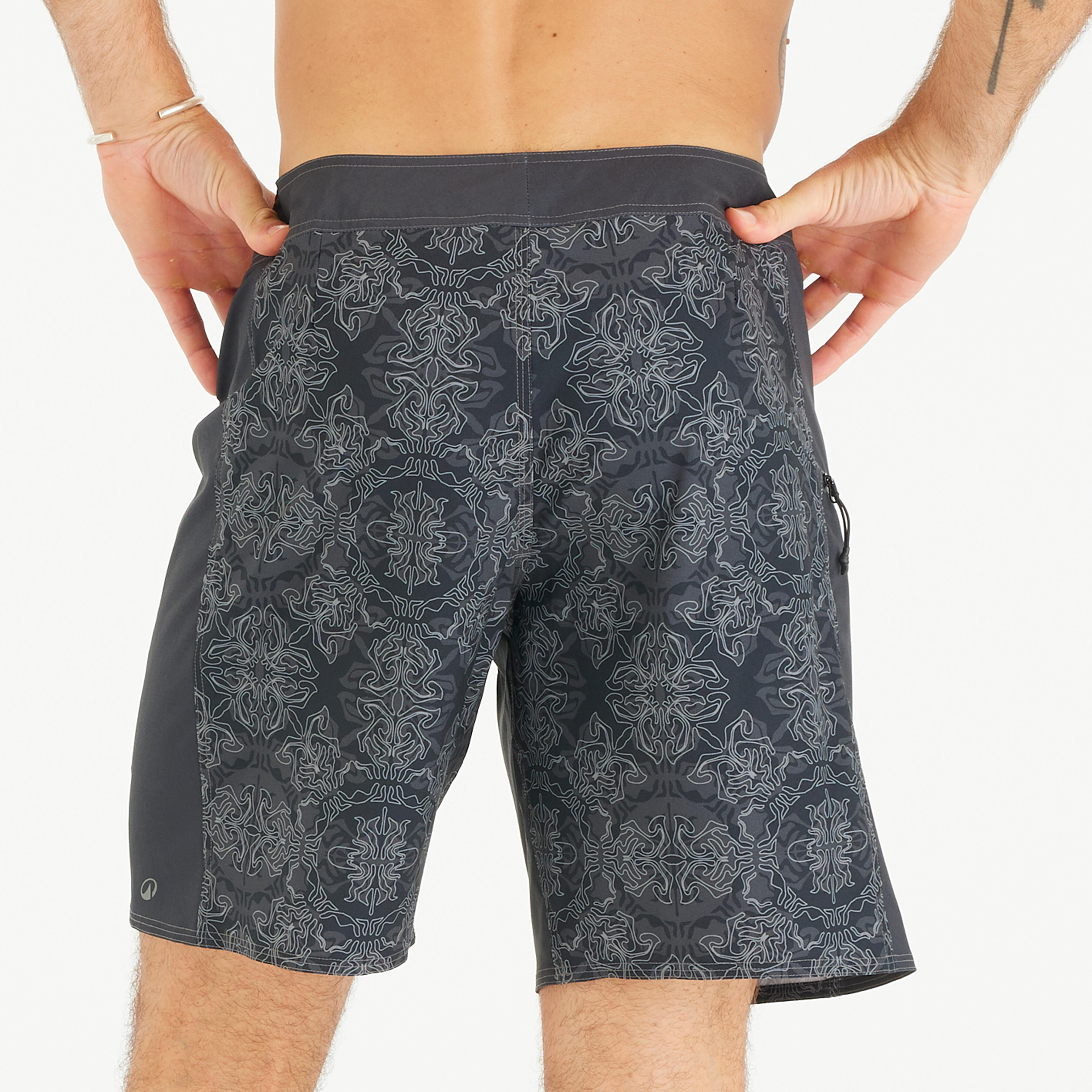Men's 19" Surfing Boardshorts with Print – 500 - Black, Black - Olaian ...