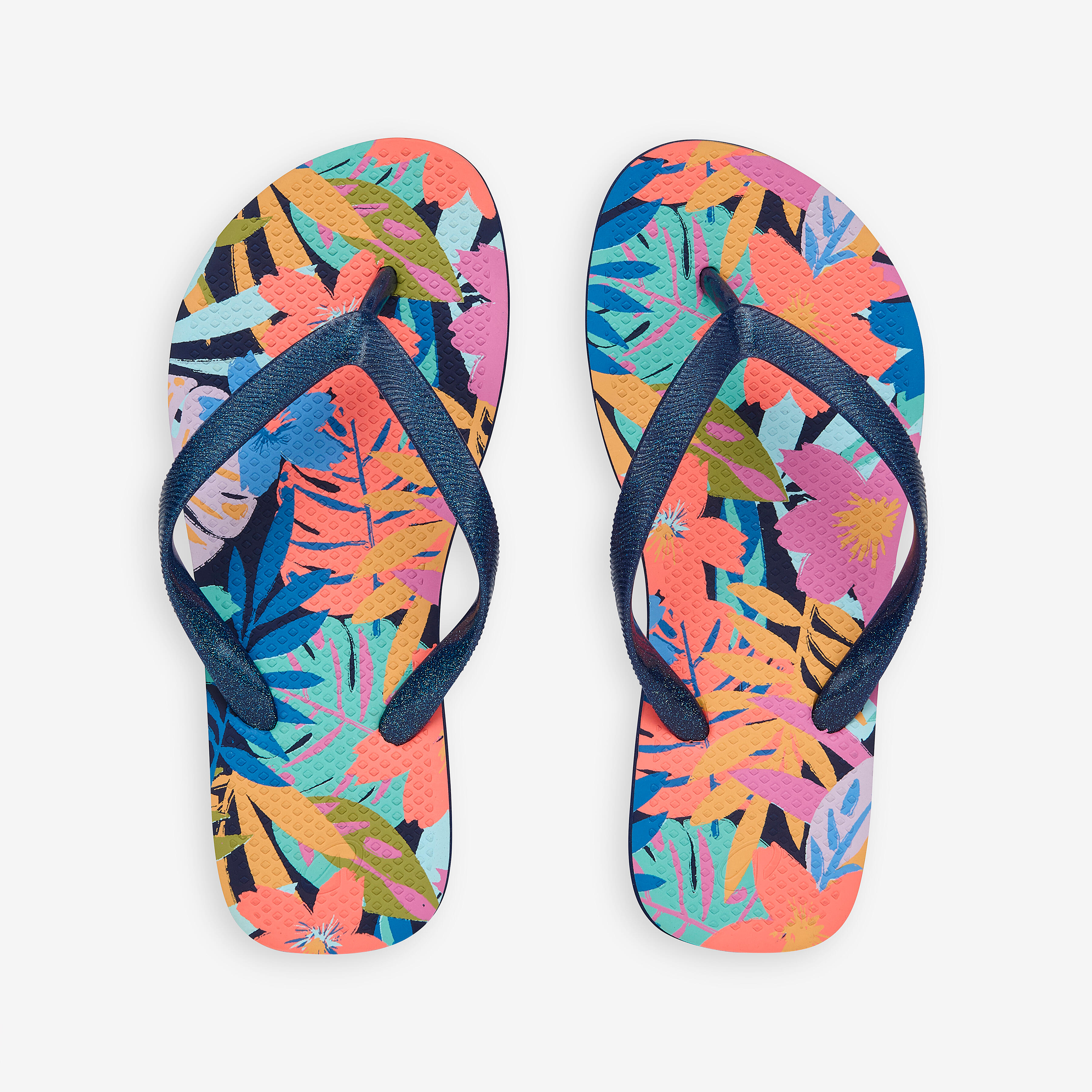 Kids’ Flip-Flops – 500 - Navy blue, Pastel magenta, orange - Olaian ...