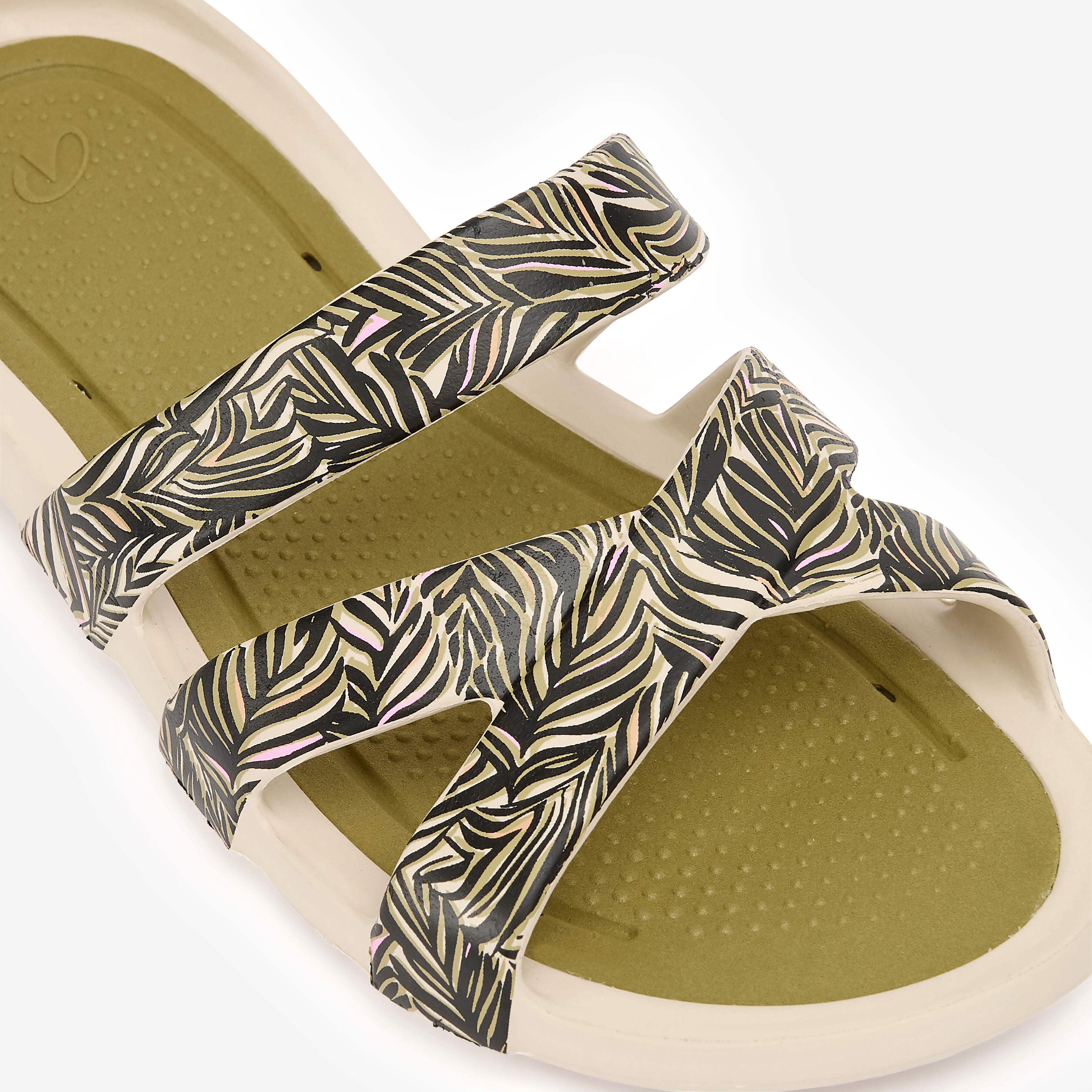 Dámske plavecké šľapky Slap 500 béžovo-olivové - Decathlon