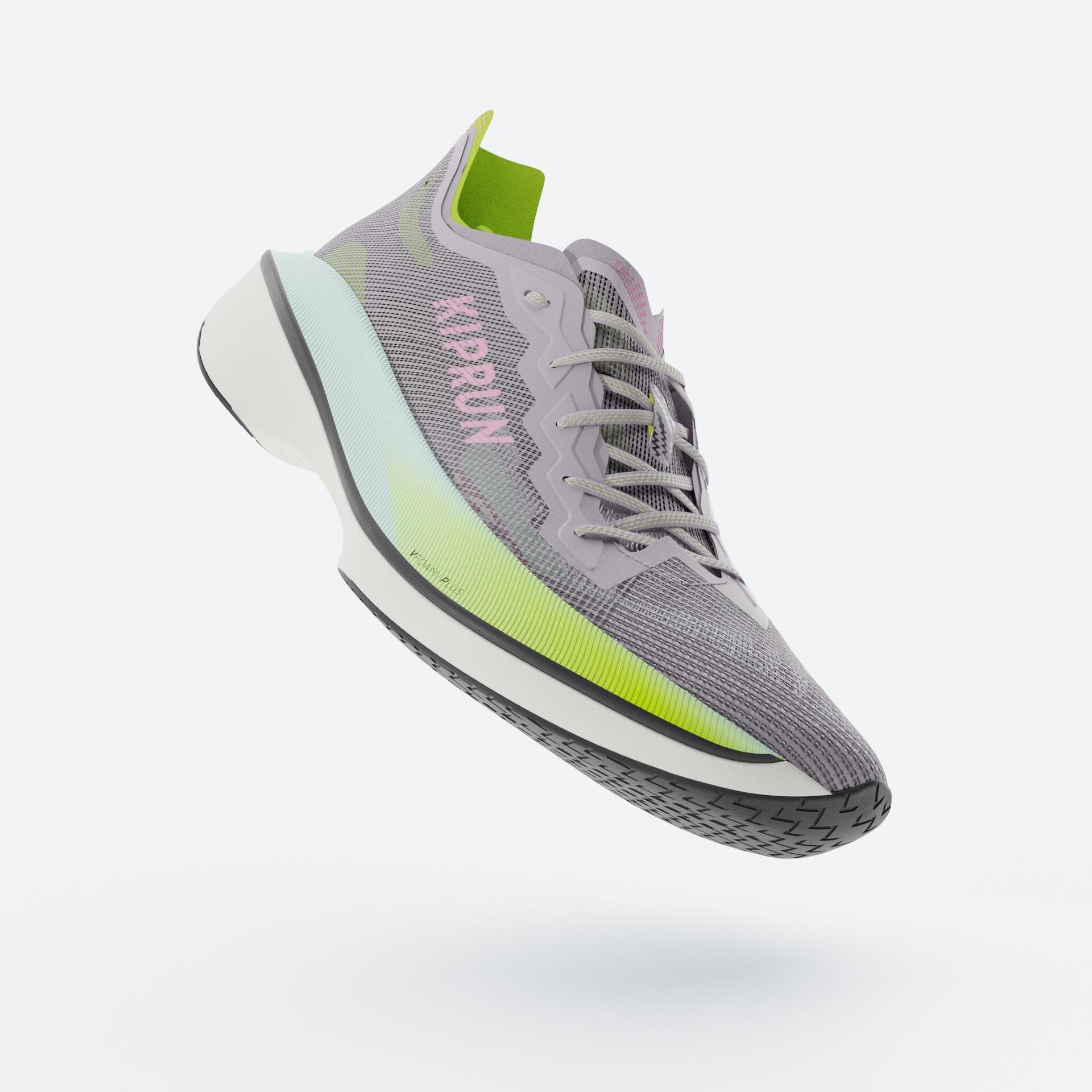 Women's running shoes with carbon plate, Kiprun KD900X LD2 - Purple/Yellow