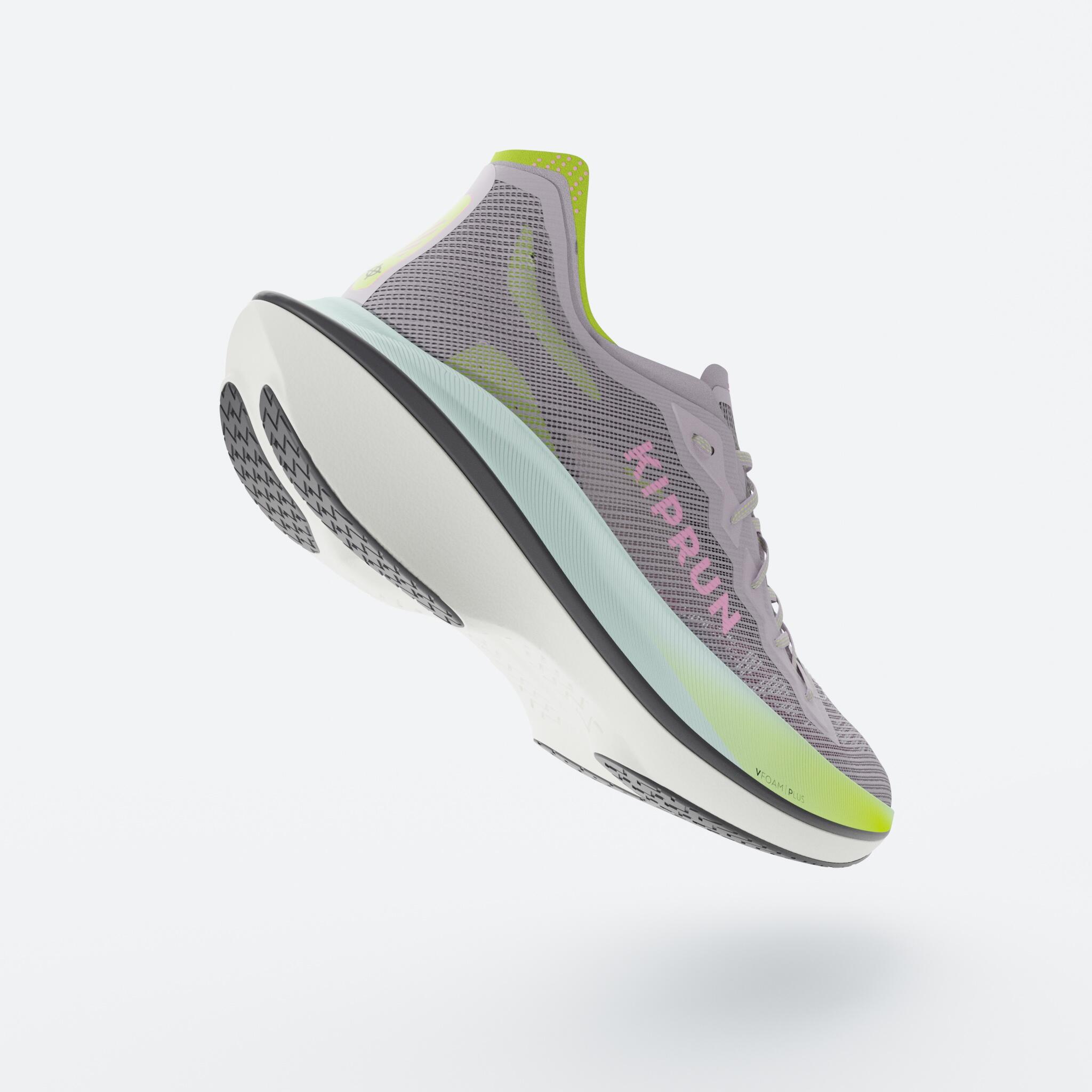 Women's running shoes with carbon plate, Kiprun KD900X LD2 - Purple/Yellow - Decathlon