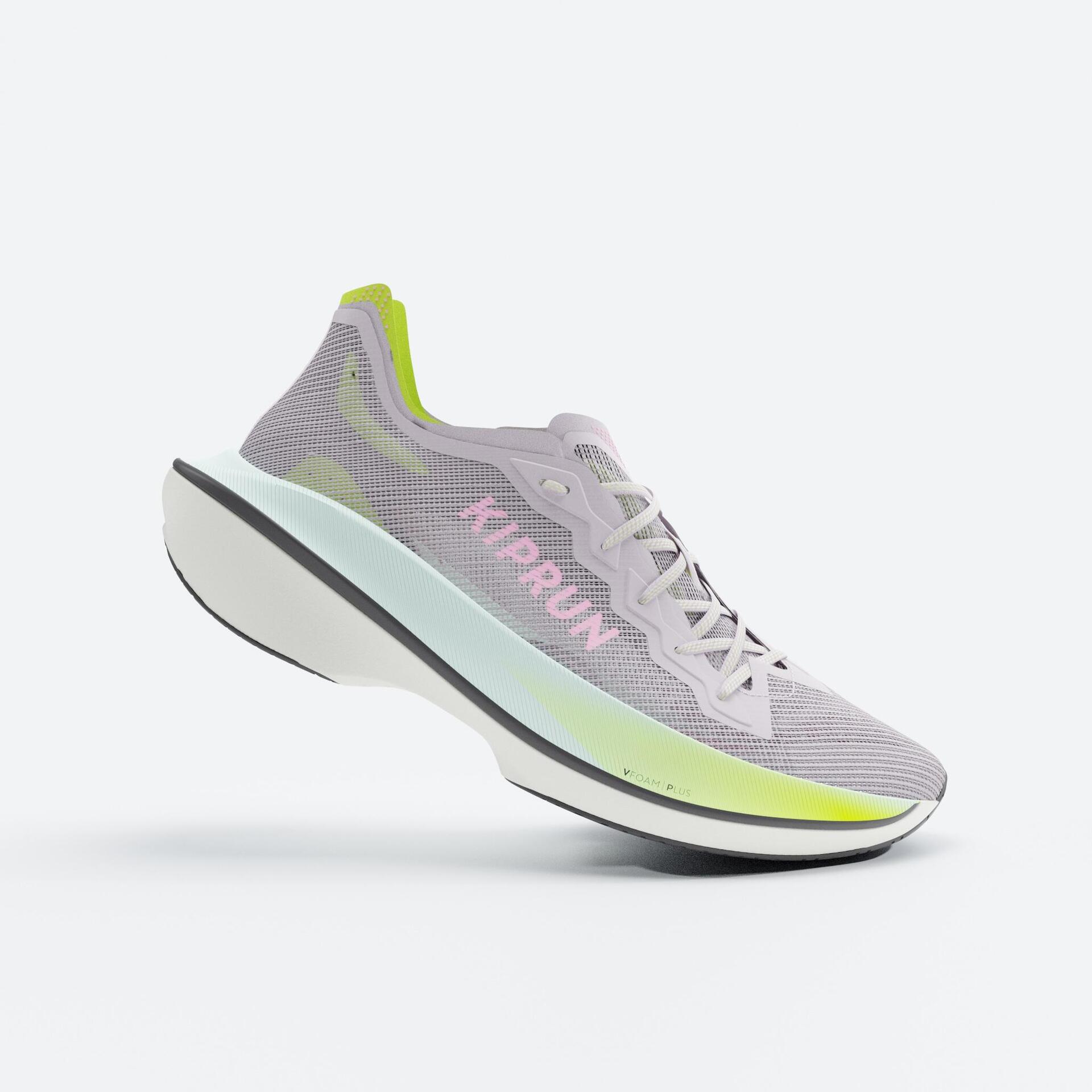 Women's running shoes with carbon plate, Kiprun KD900X LD2 - Purple/Yellow