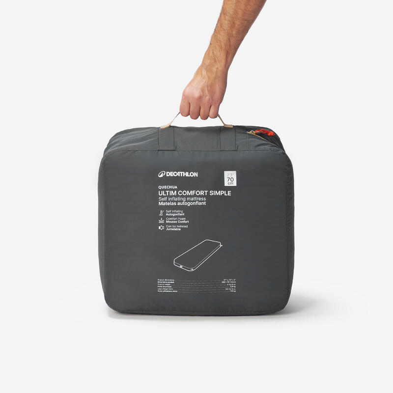 Matelas autogonflant de camping 1 personne, 200x70 cm, Ultim comfort gris QUECHUA | Decathlon