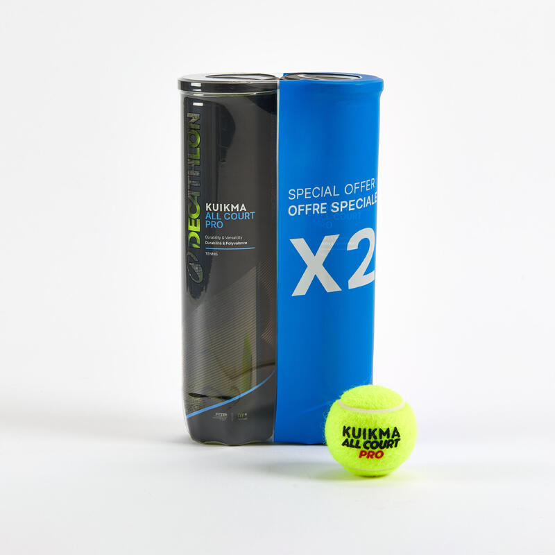 KUIKMA - Minge de tenis versatilă, 2 tuburi a câte 4 mingi, Kuikma All ...