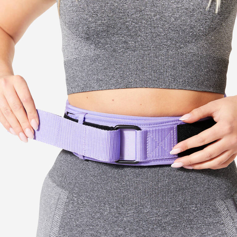 Weight Training Lumbar Belt with Double Fastening System - Mauve