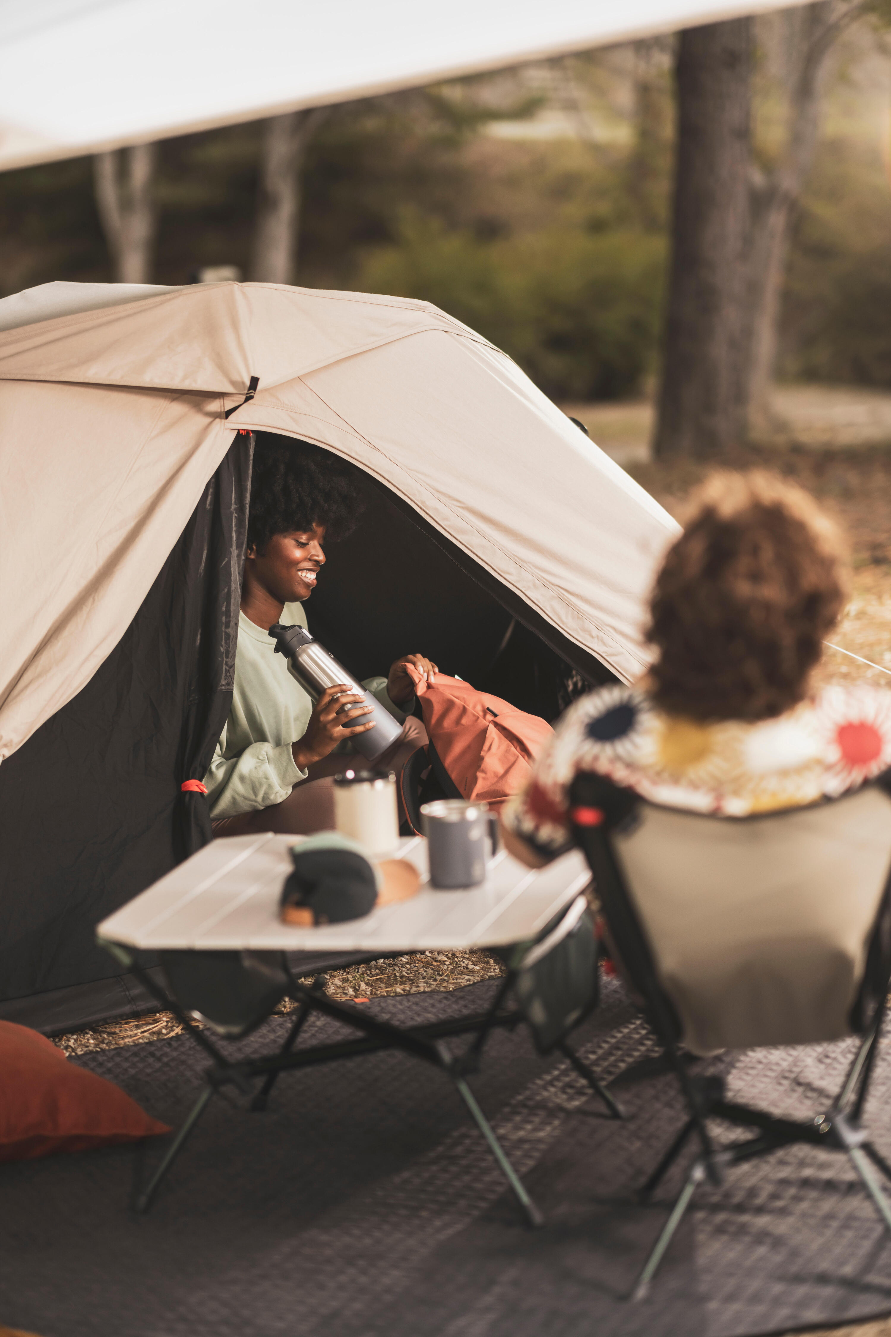 Low camping chair - ultra-compact and foldable - 500 M, Beige QUECHUA ...