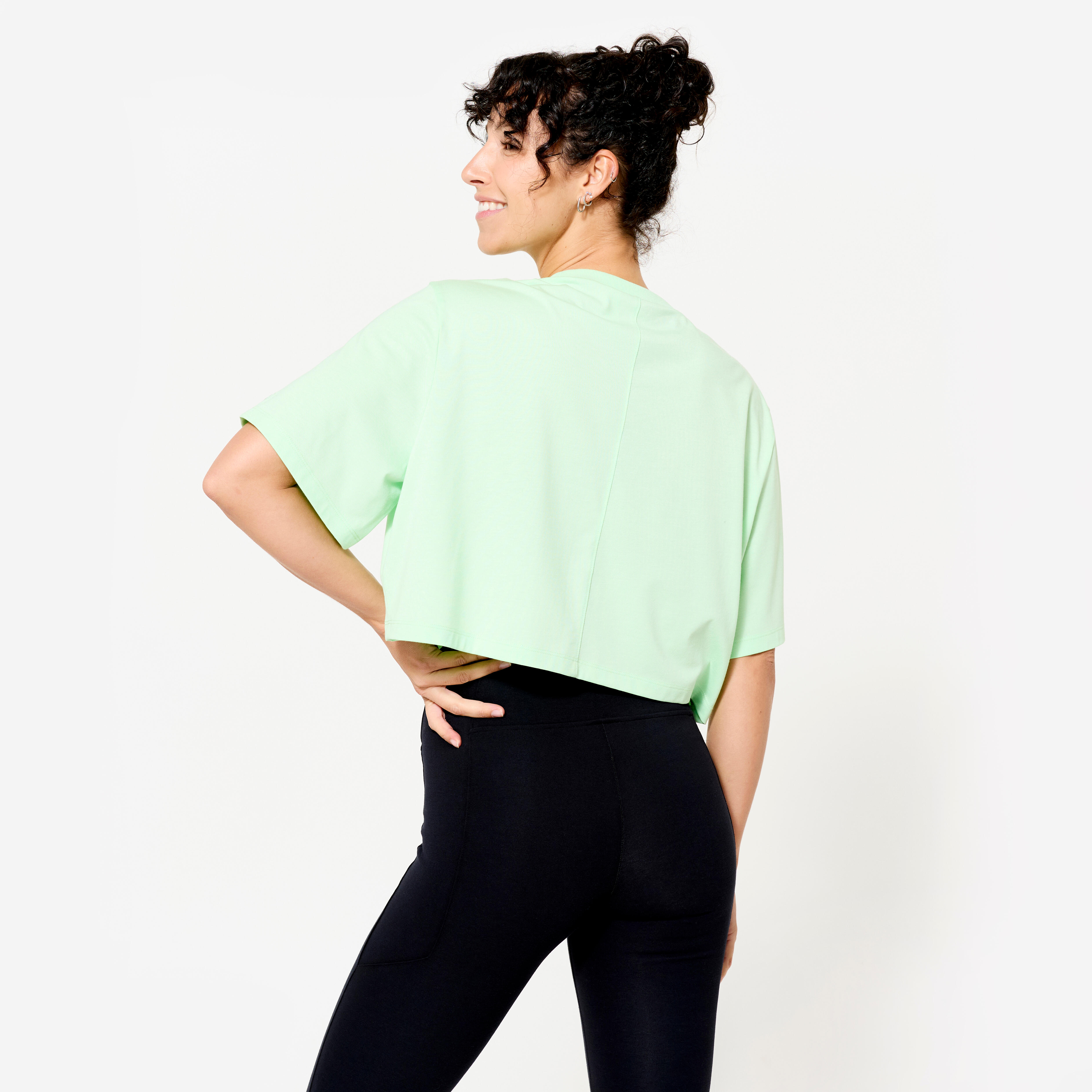 Women's Loose Cropped T-Shirt - Light Green - Sorbet green - Domyos ...