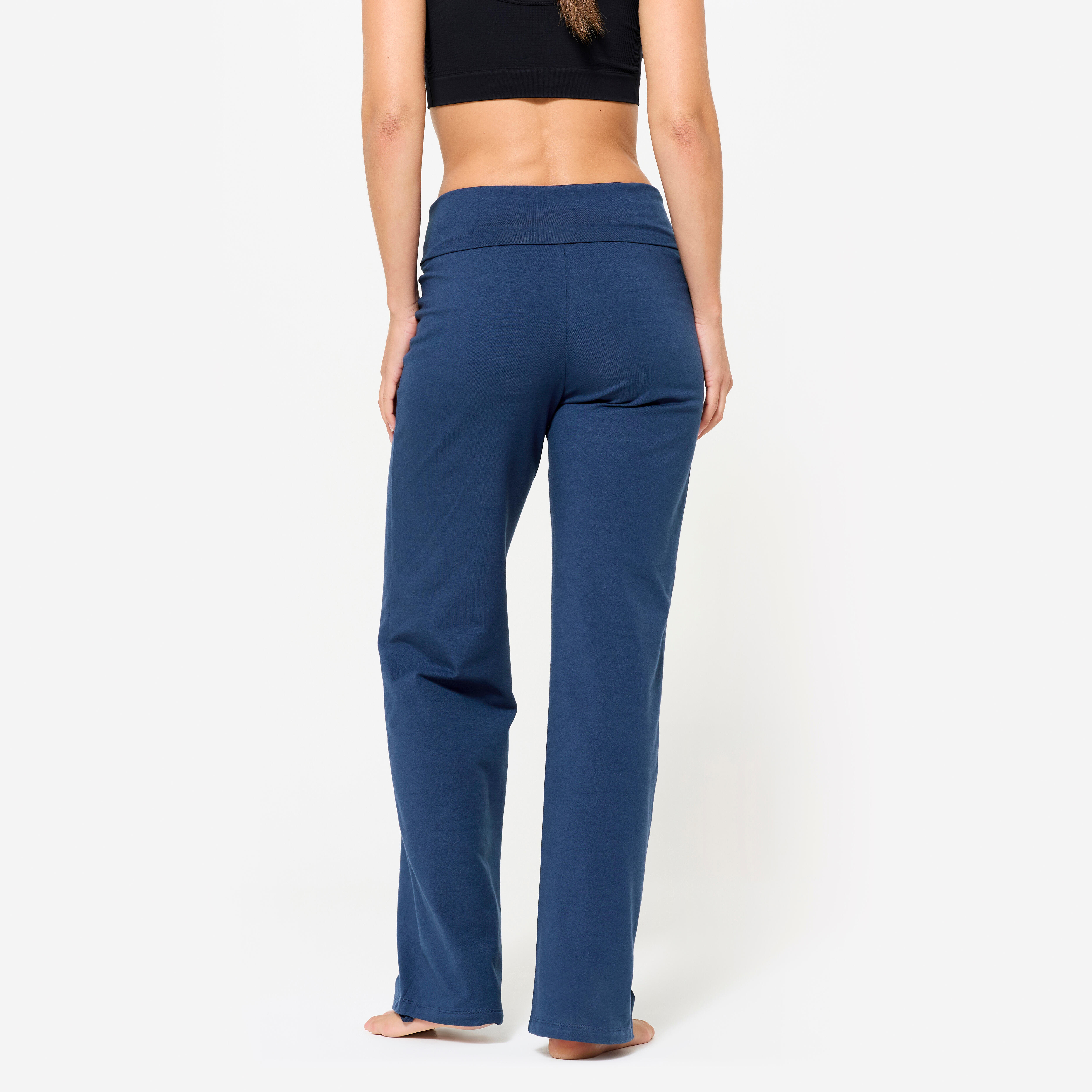 Women's Gentle Yoga High-Waisted Bottoms - Navy Blue - Decathlon