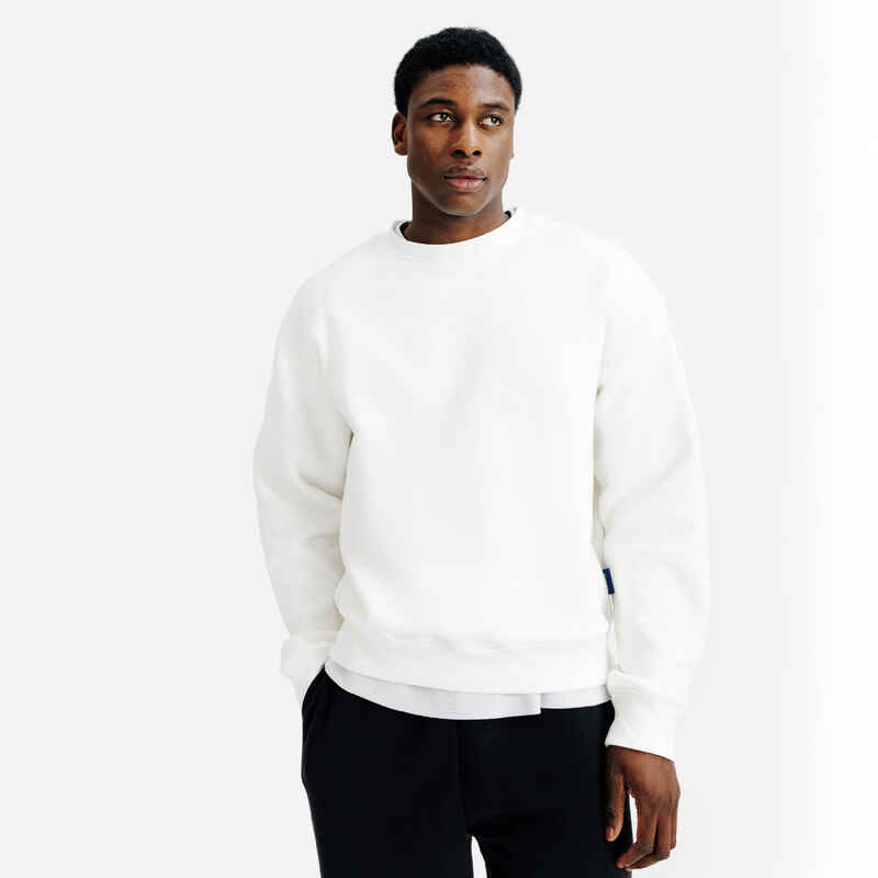 Men's oversized crew neck, white - Decathlon