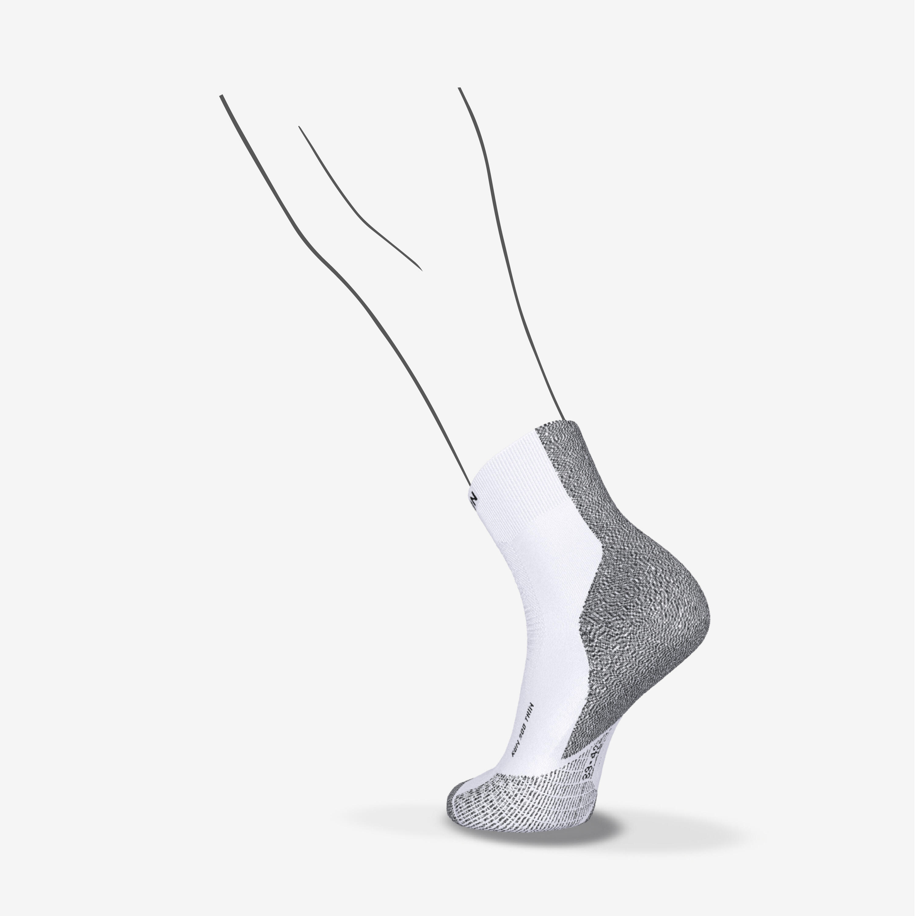 Thin Running Socks - un 900 Mid - Snow white - Kiprun - Decathlon