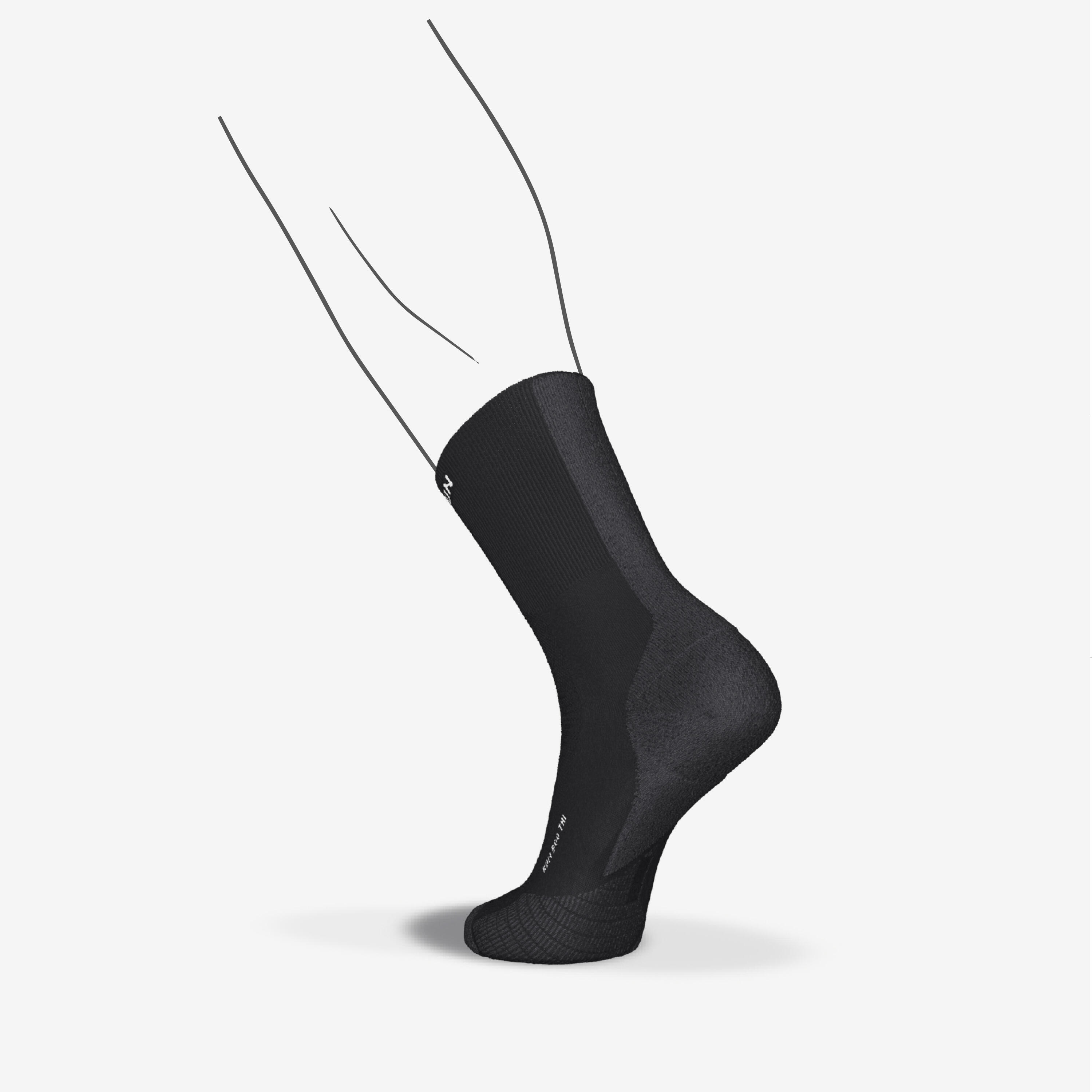 Thin Running Socks - Run 900 Mid - smoked black - Kiprun - Decathlon