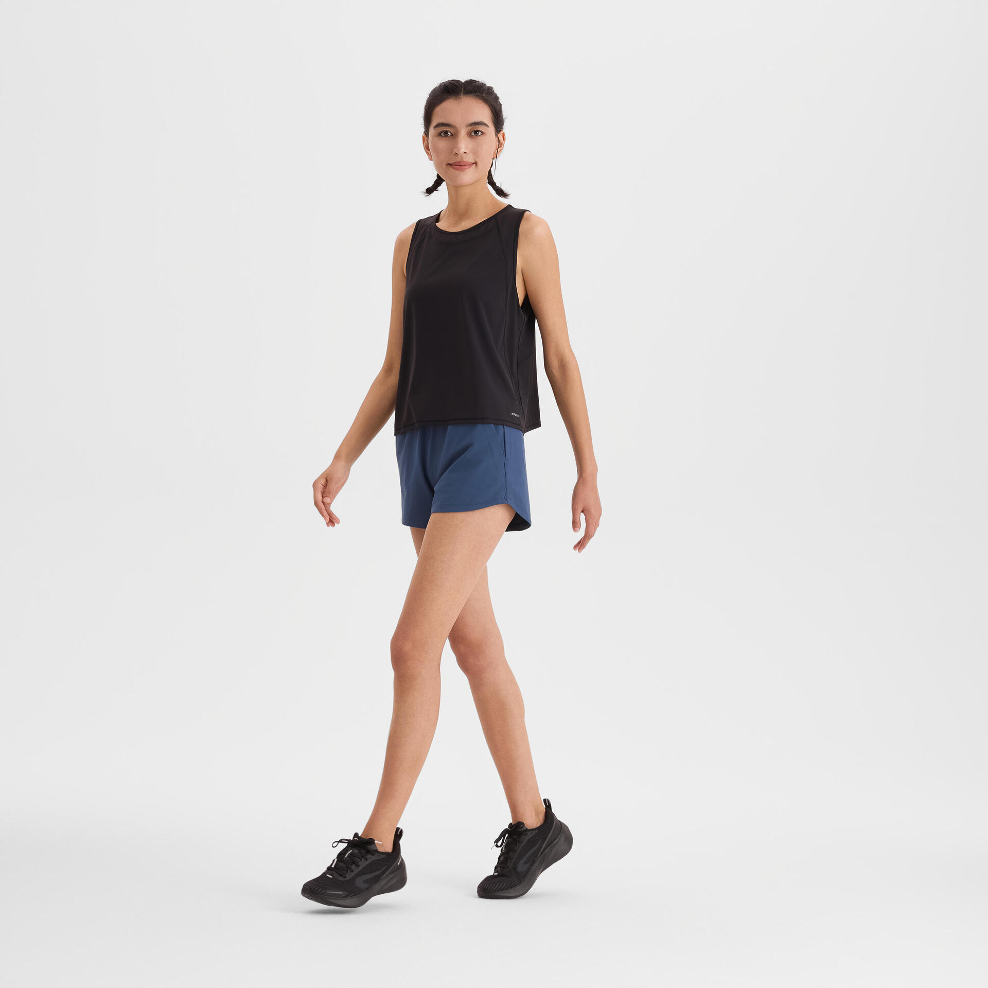 Women's Running Breathable Short Tank Top - KIPRUN Run 500 Dry Black