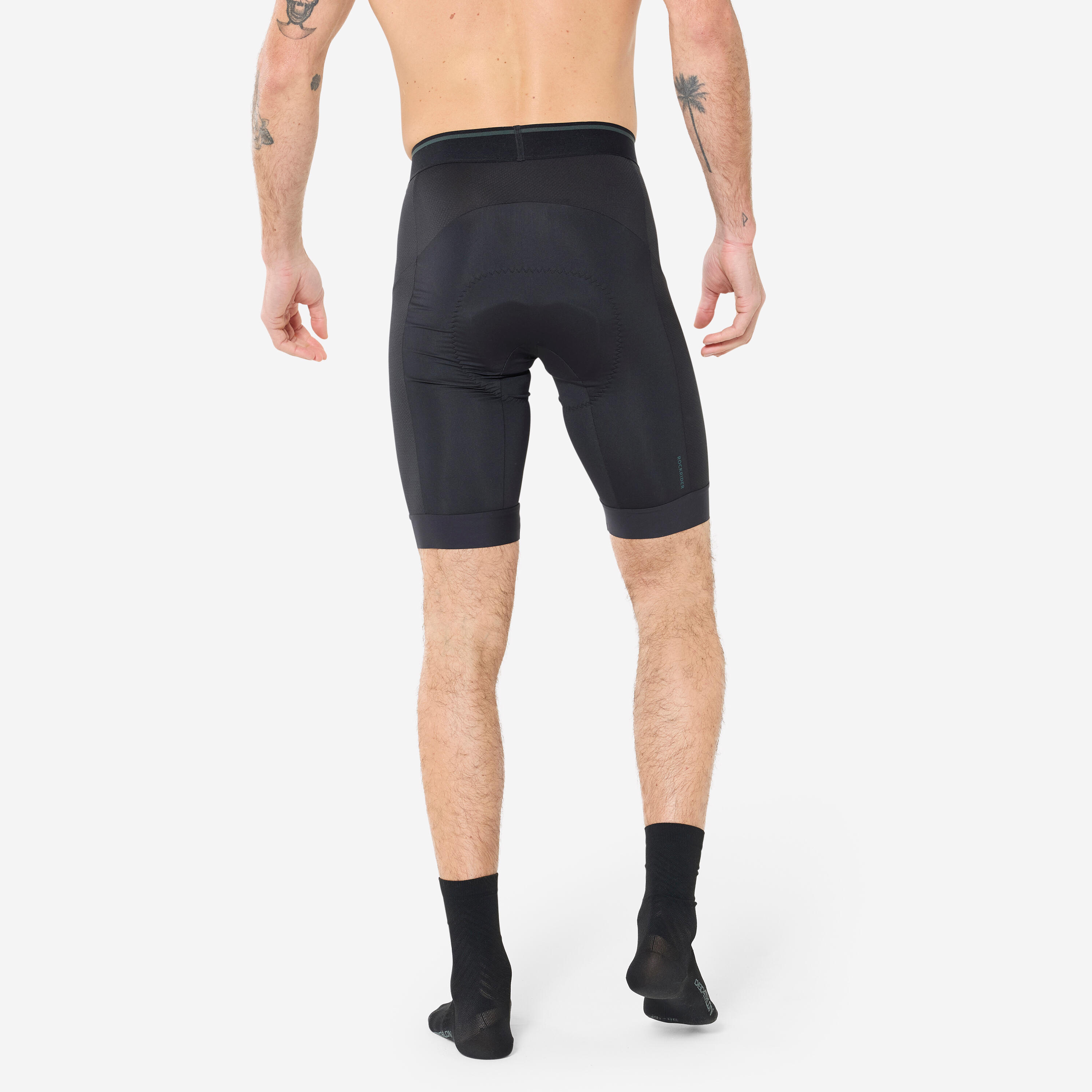 Men's 500 Mountain Biking Undershorts - Black - smoked black, Meleze green - Rockrider - Decathlon