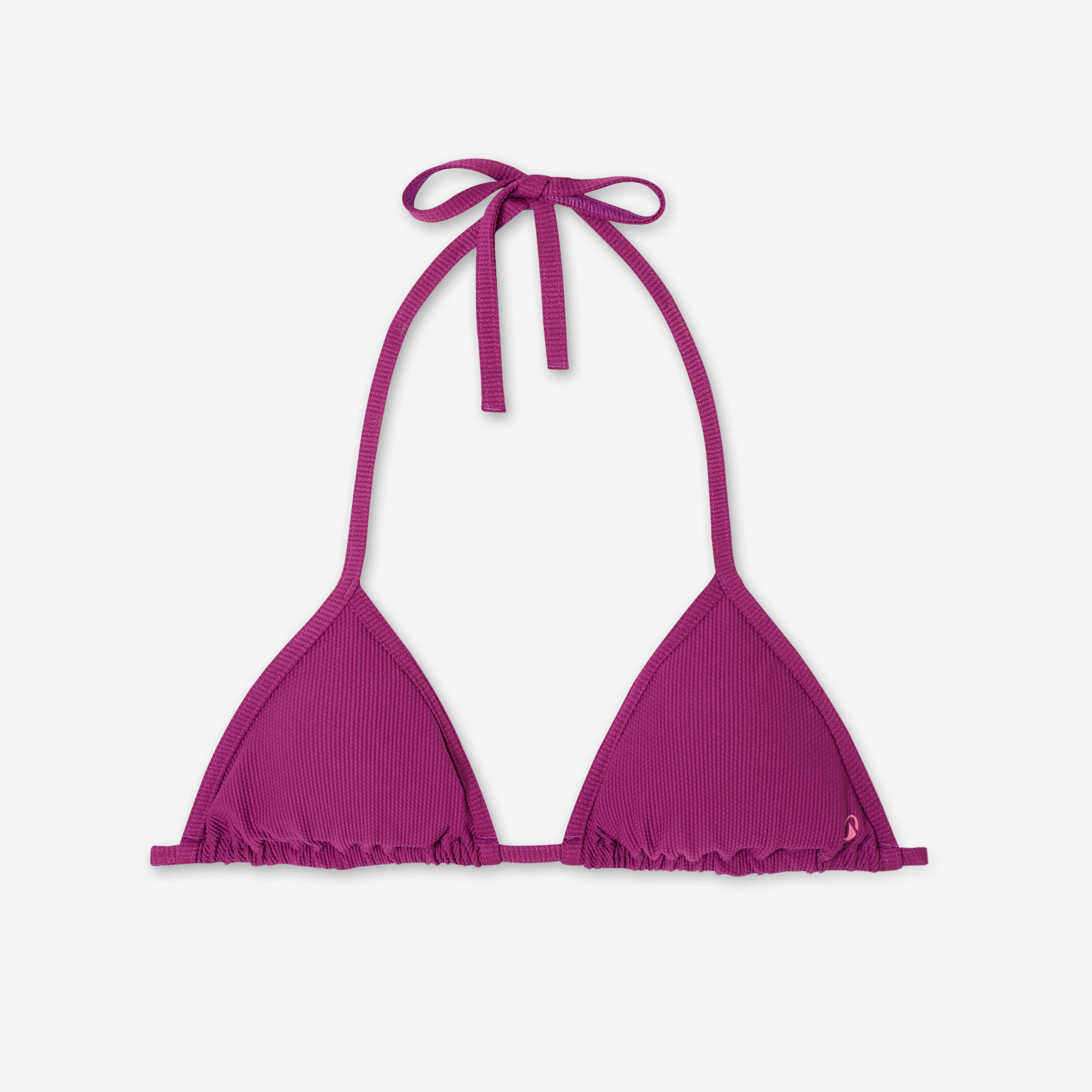 Top de bikini de surf de triángulos violeta texturizado para mujer Mae - Decathlon