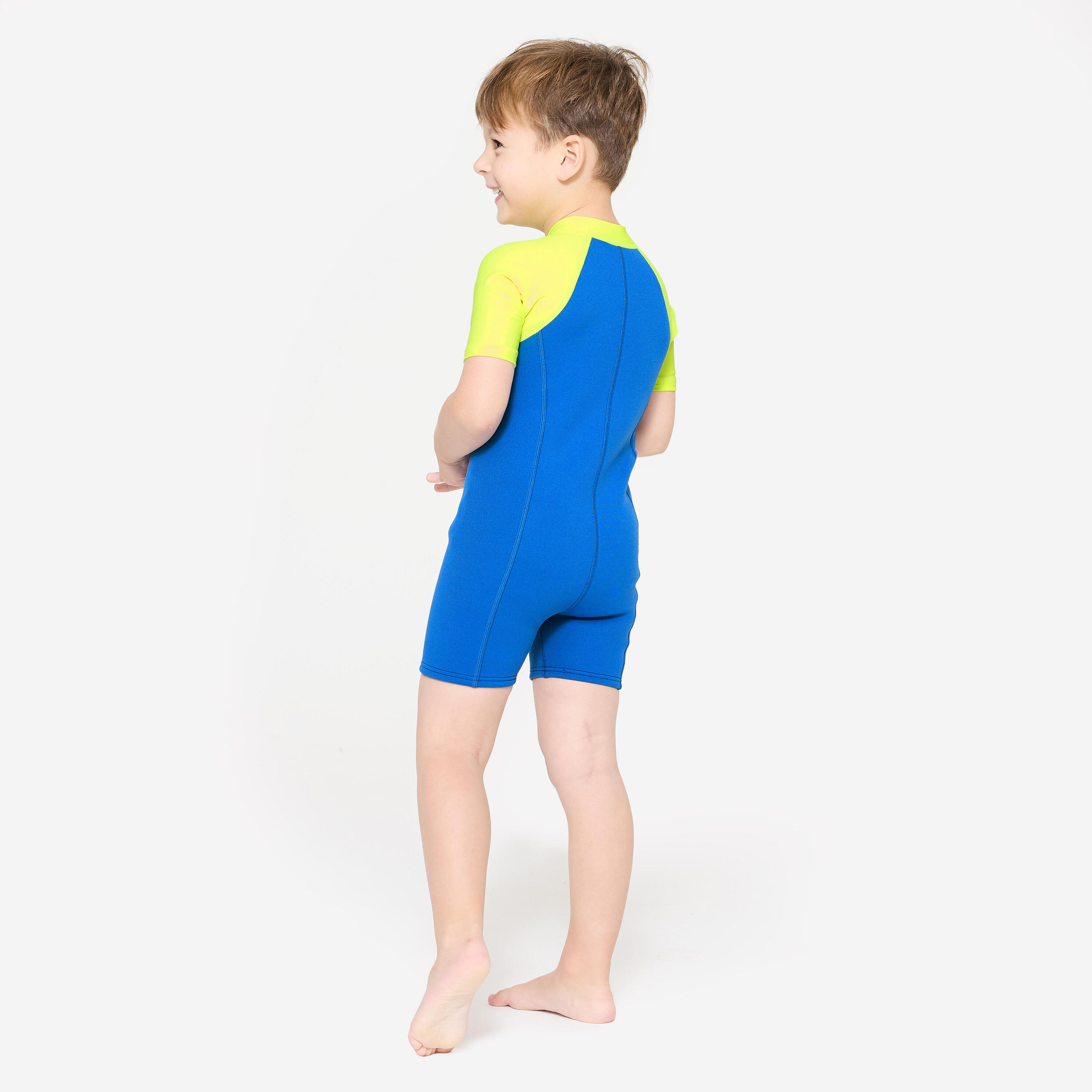 Kids’ neoprene shorty wetsuit ages 2-5 - Speedo blue yellow | Decathlon