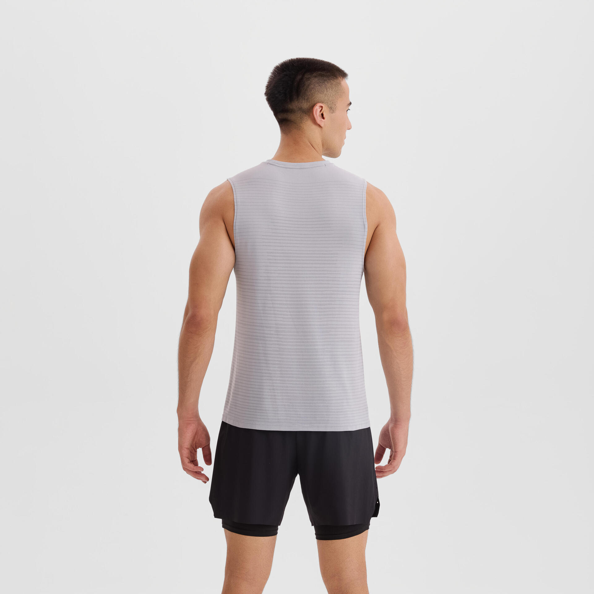 Tank Top Lari Pria Comfort 500 Seamless - Abu - Abu