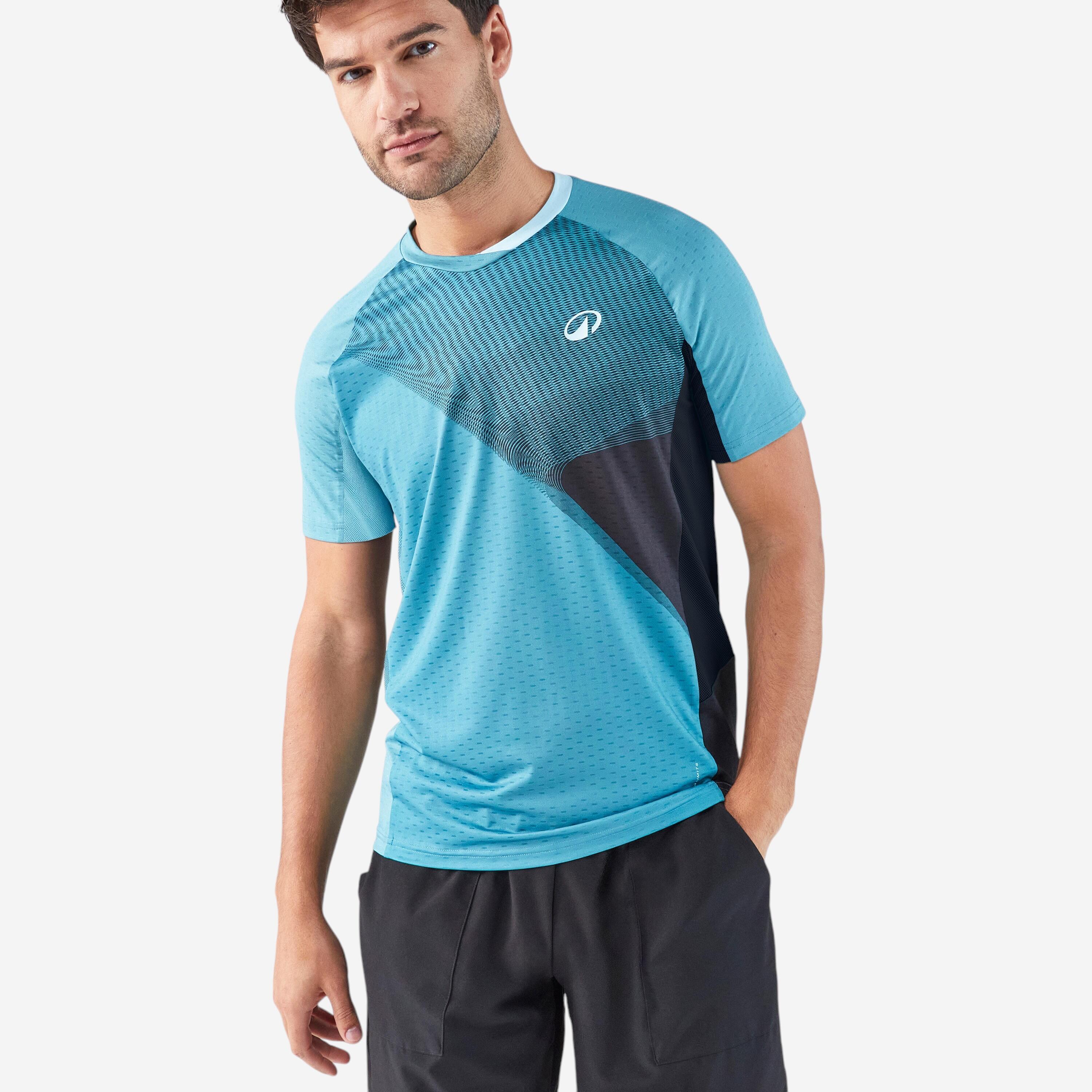 Playera de pádel de manga corta técnica azul con negro para hombre ...