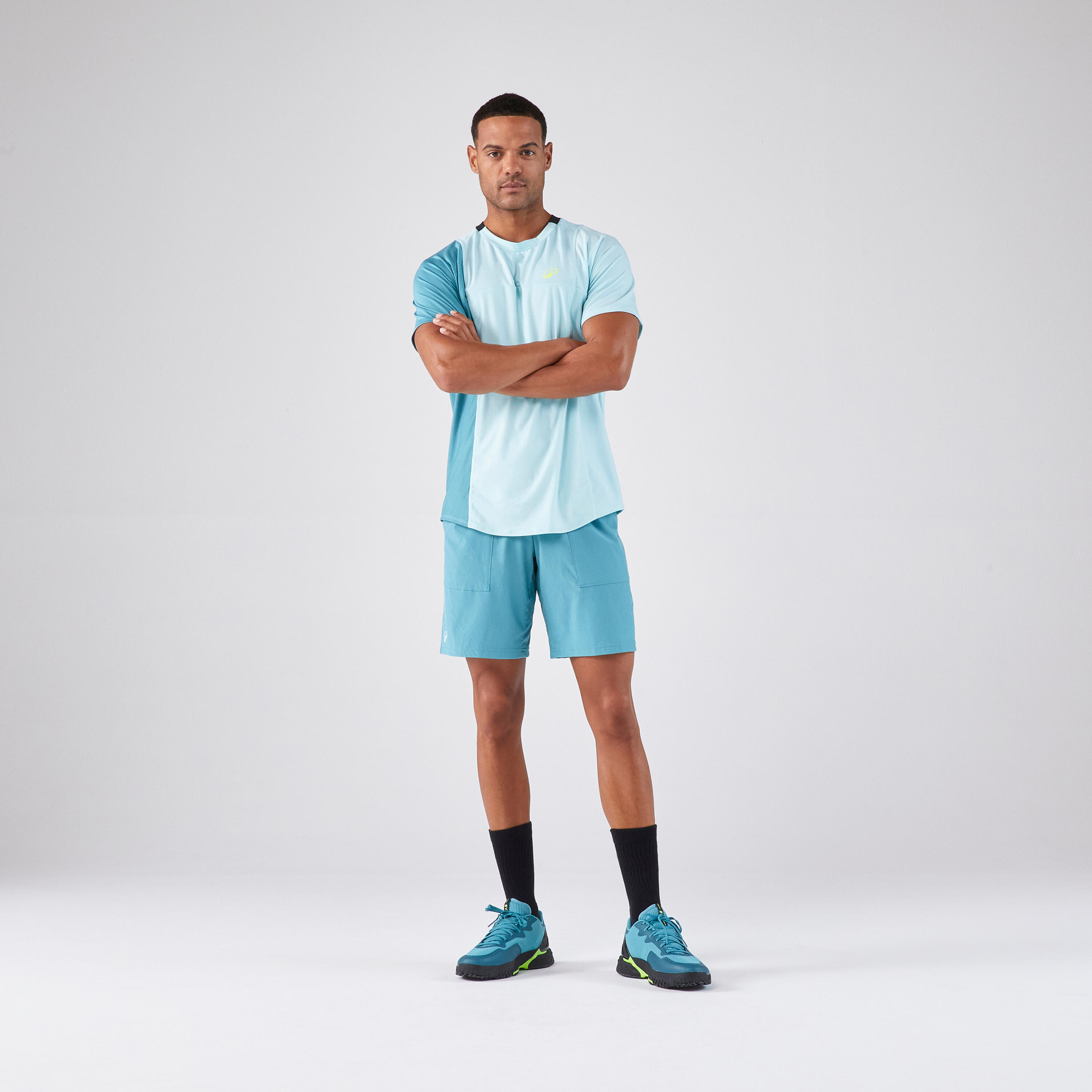 Playera de pádel transpirable de manga corta azul para hombre Dry ...