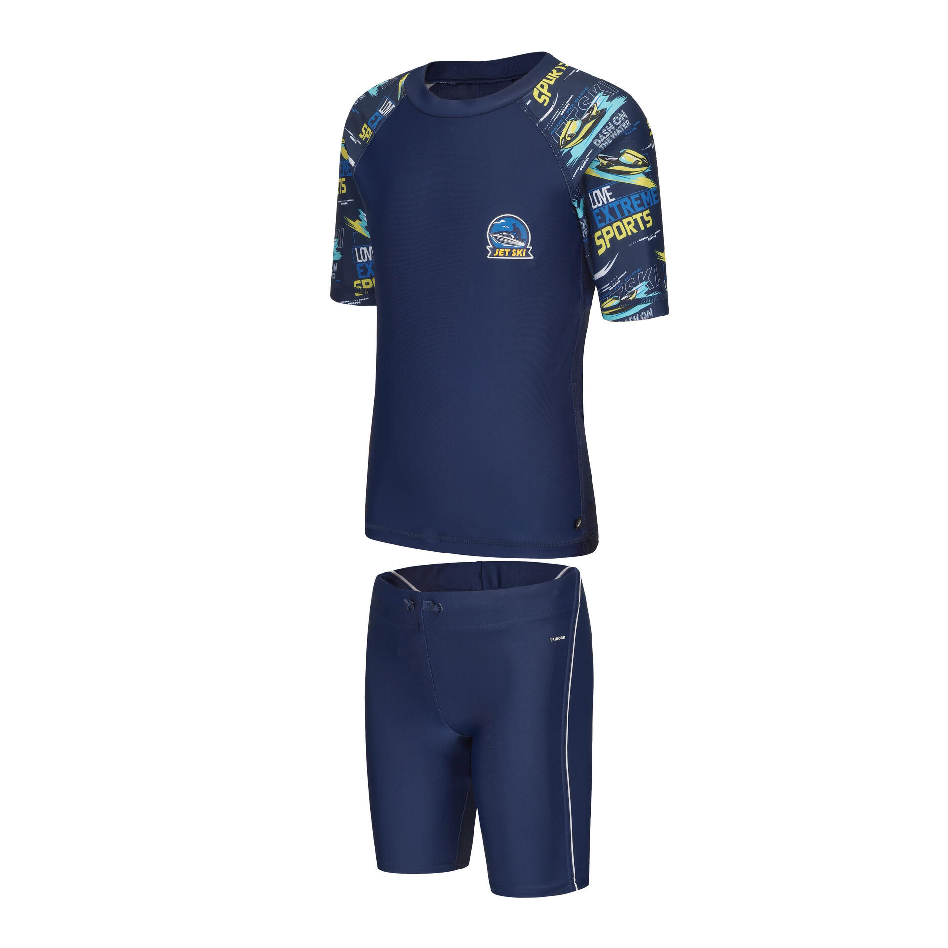 swimming BOY two-piece mid-leg shorty NAVY ALL SPEED