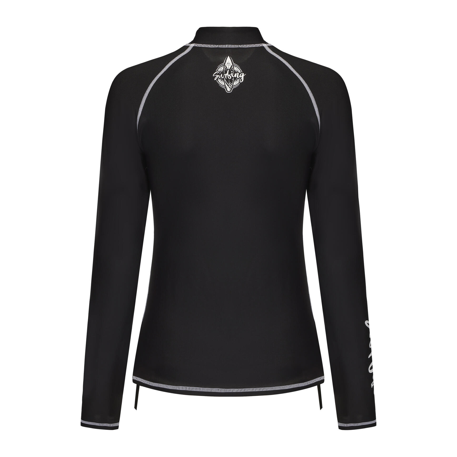 Surfing women uv protection zip top BLACK