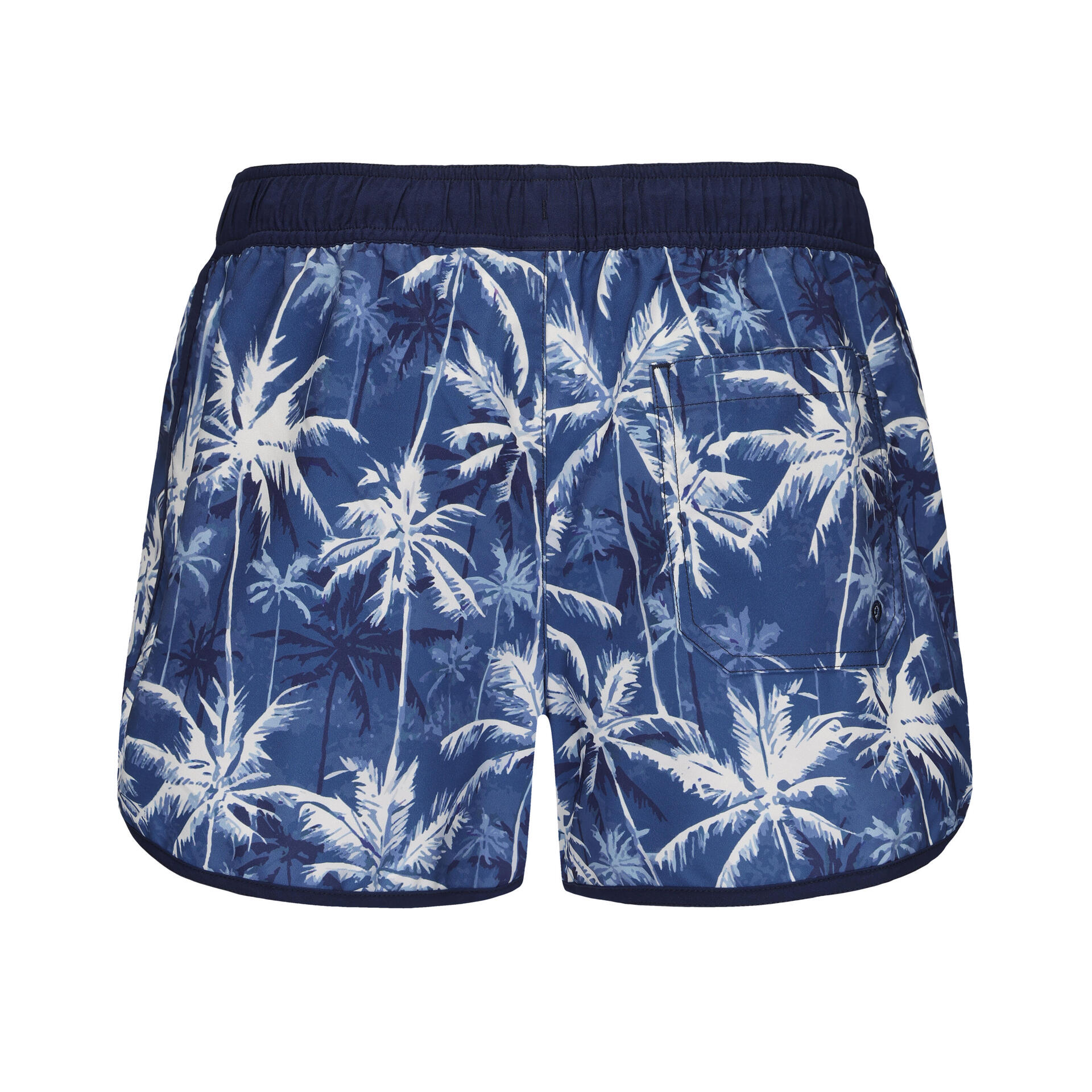Women’s surfing swim shorts - TINI PALM BLUE