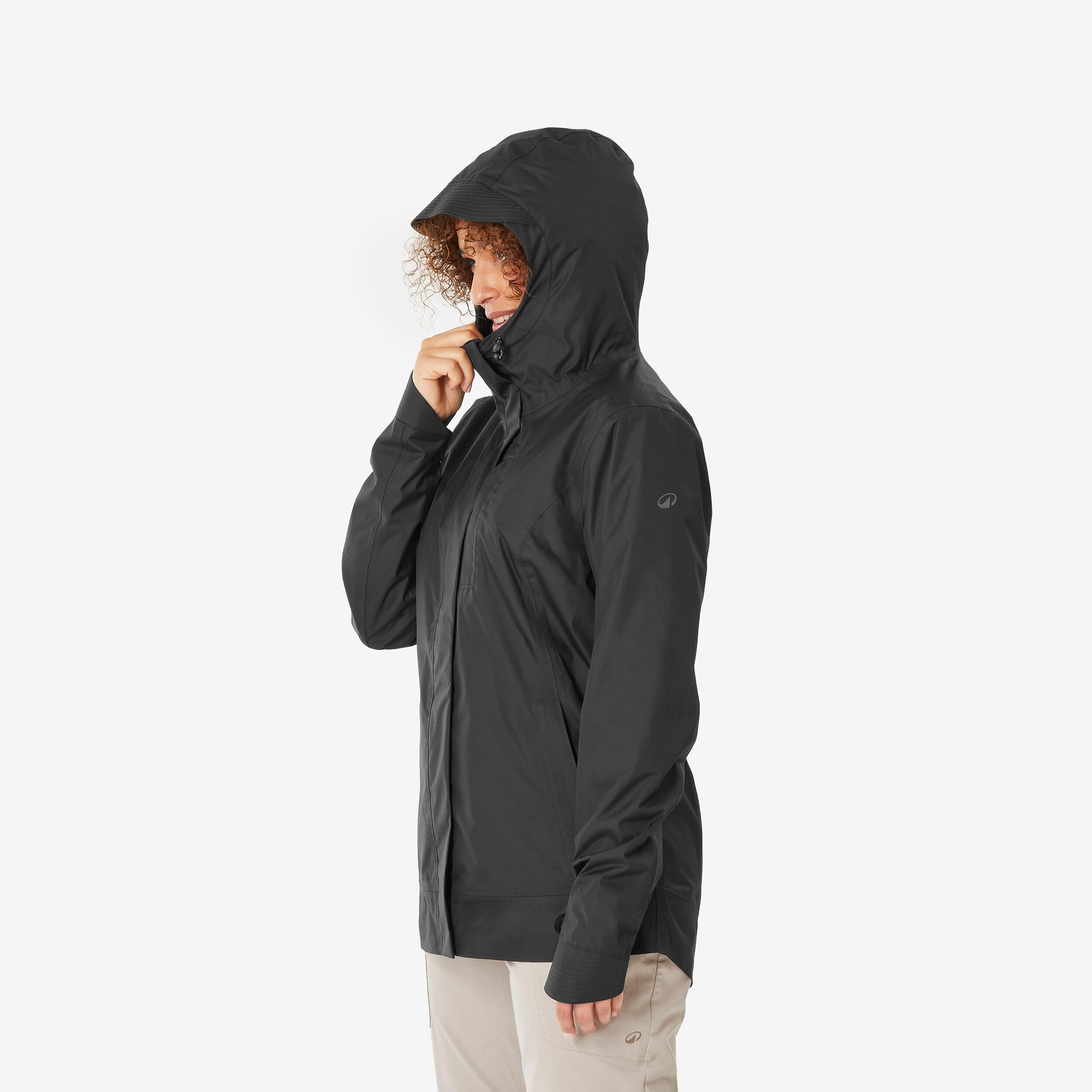 Women's Hiking Waterproof Jacket, NH 500 - Black - Quechua - Decathlon