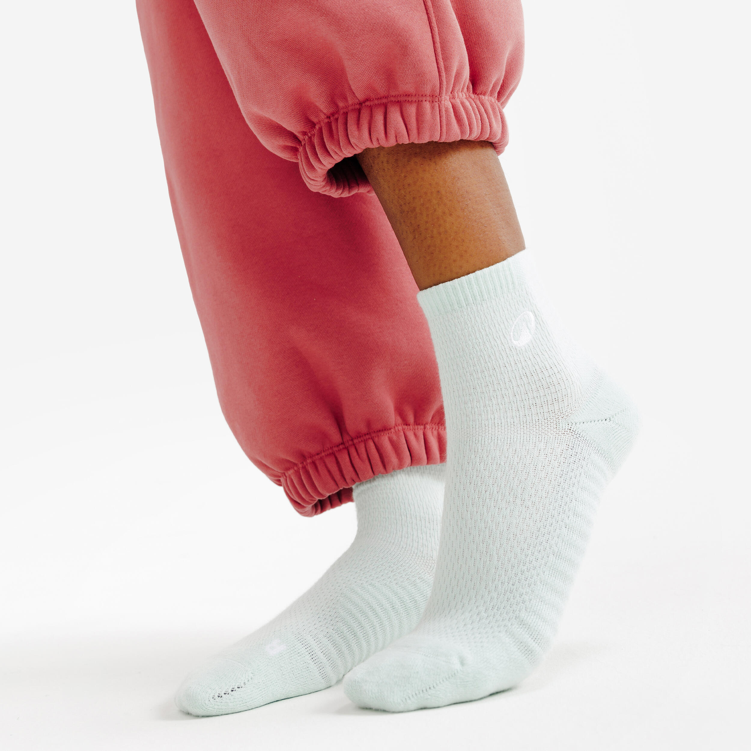 Ankle socks, green, white and purple, pack of 3 - Decathlon