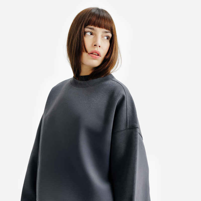 ДАМСКА БЛУЗА CREW NECK, СИВА - DECATHLON