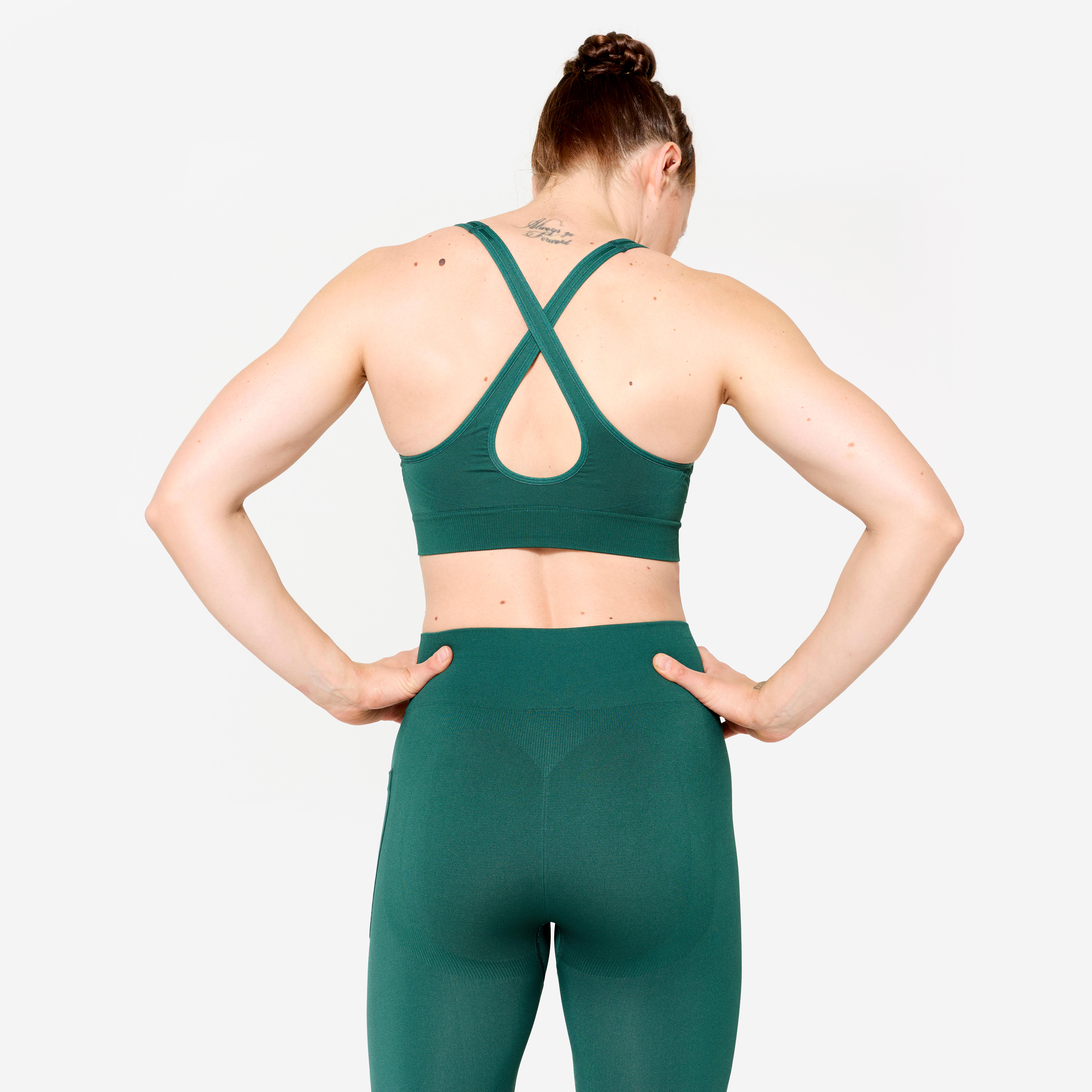 Women's Light Support Cross-Back Sports Bra - Teal Green - Decathlon ...