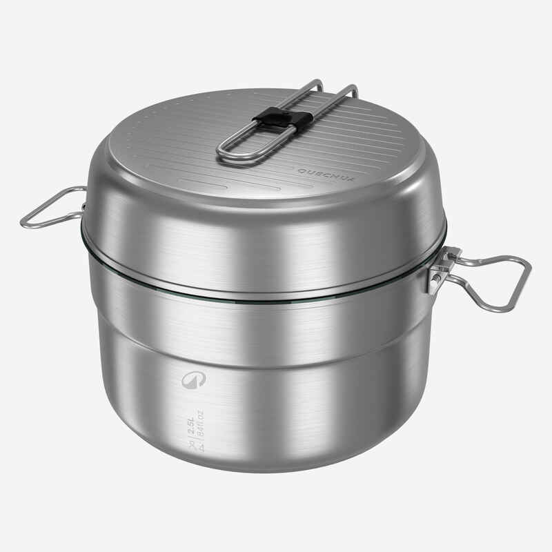 Stainless Steel Non-stick Camping Cookset 500 4 People 25 Items - Decathlon