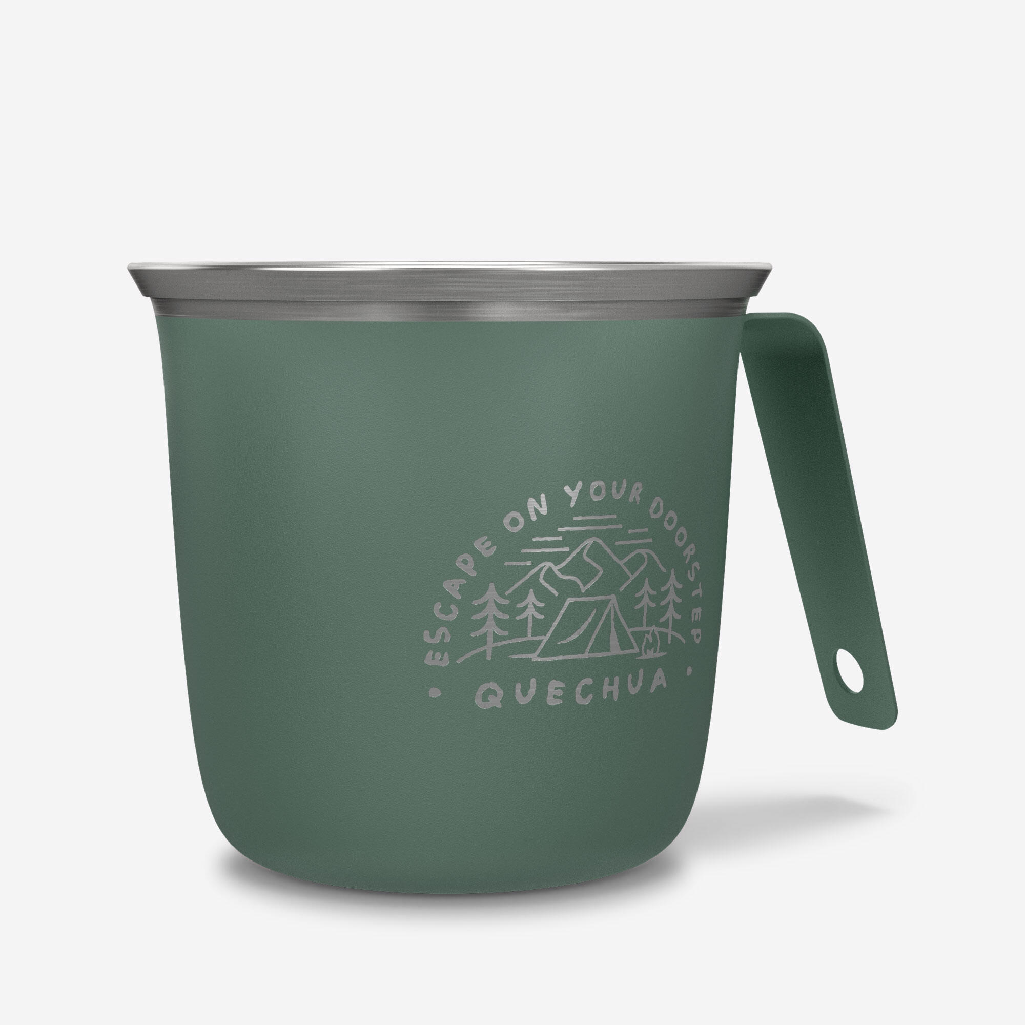 Stainless Steel Camping Mug 300 ml - Green - Quechua - Decathlon