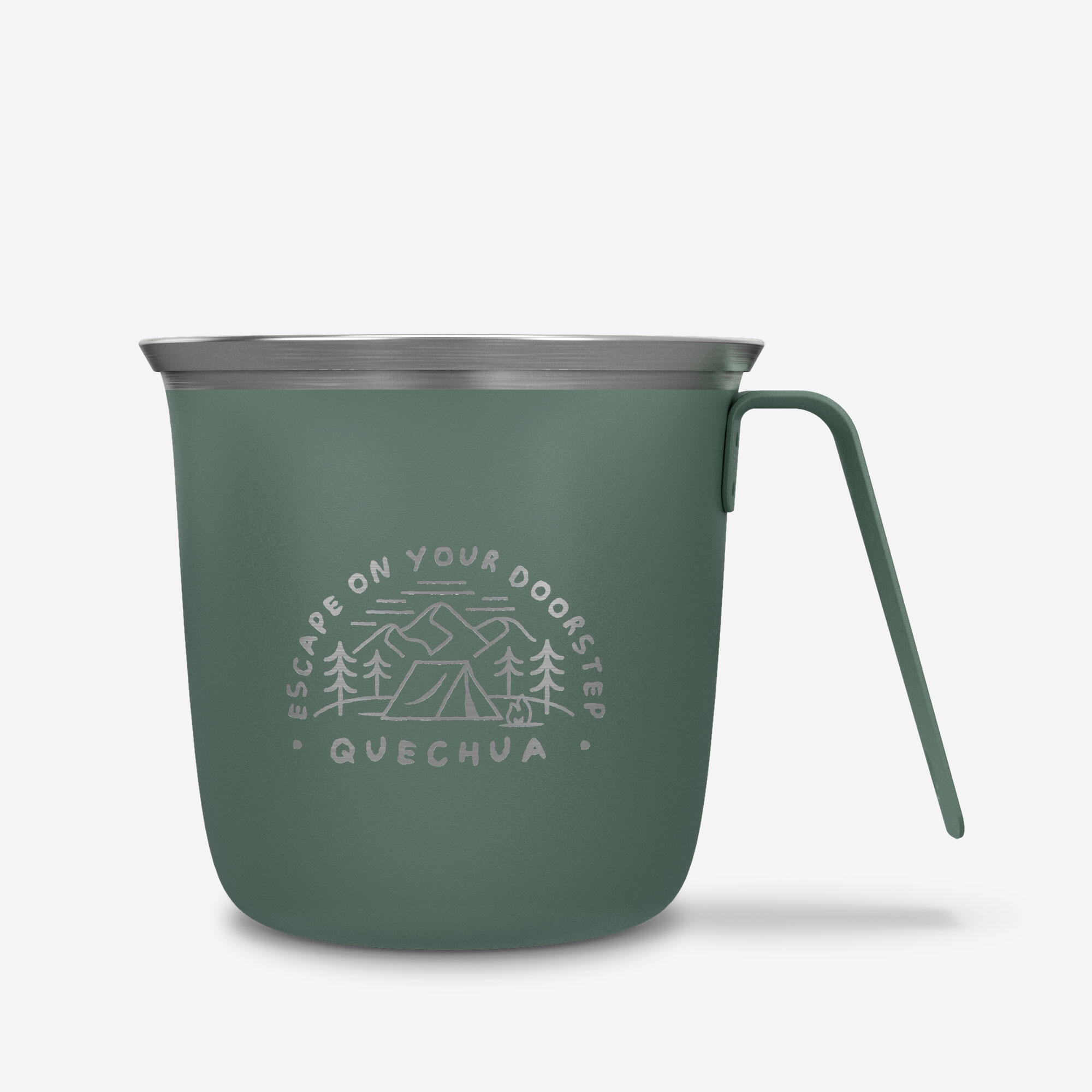 Stainless Steel Camping Mug 300 ml - Green - Quechua - Decathlon