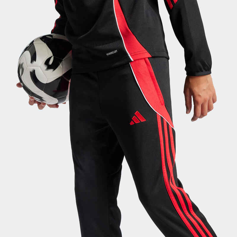 Kids' Training Bottoms Tiro 24 - Black/Red - Decathlon