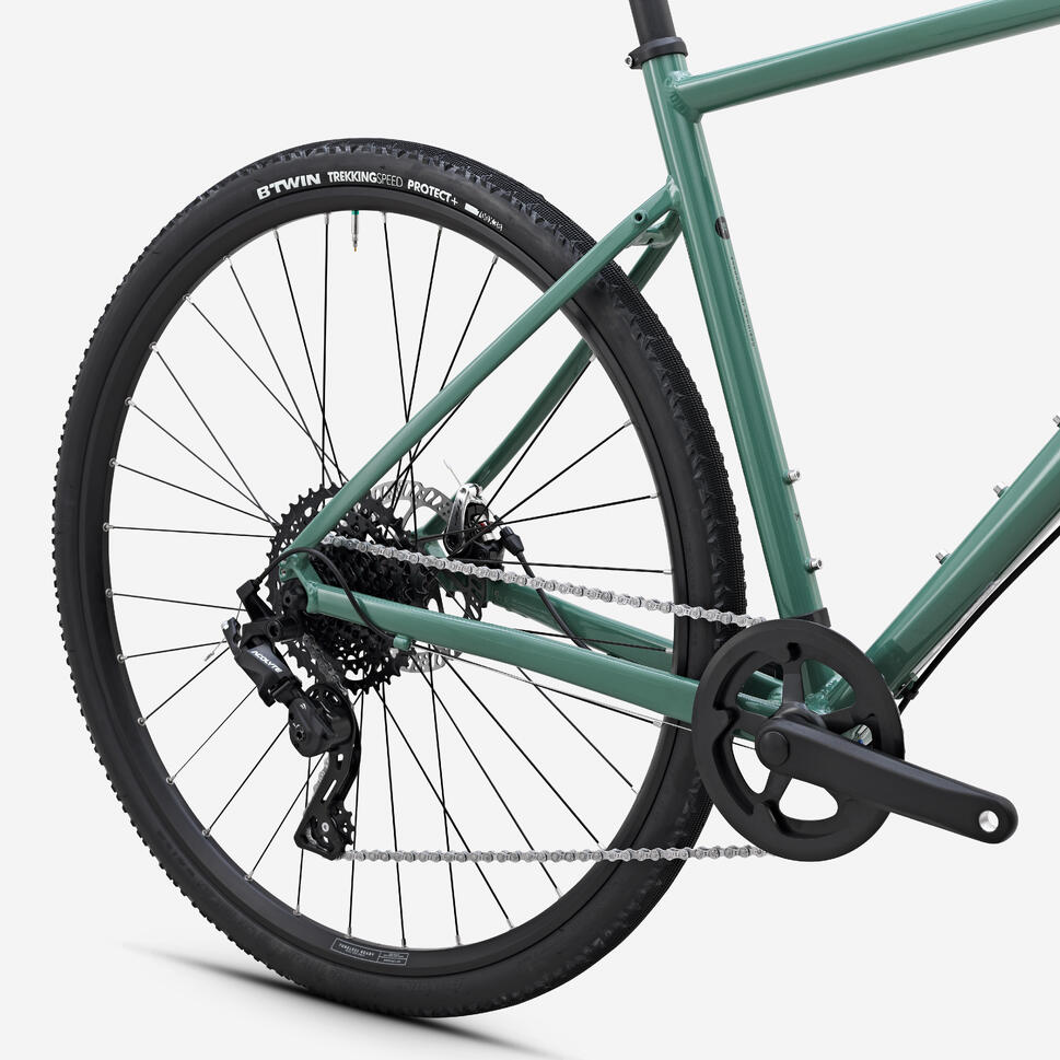 Microshift Acolyte 1x8v gravel bike, GRVL AF DISCOVER green VAN RYSEL - Decathlon