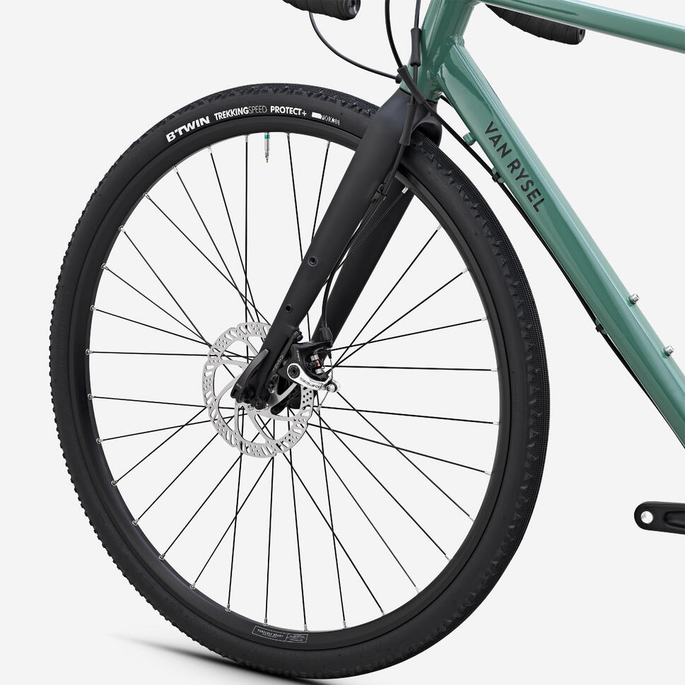 Vélo gravel Microshift Acolyte 1x8v, GRVL AF DISCOVER vert VAN RYSEL ...