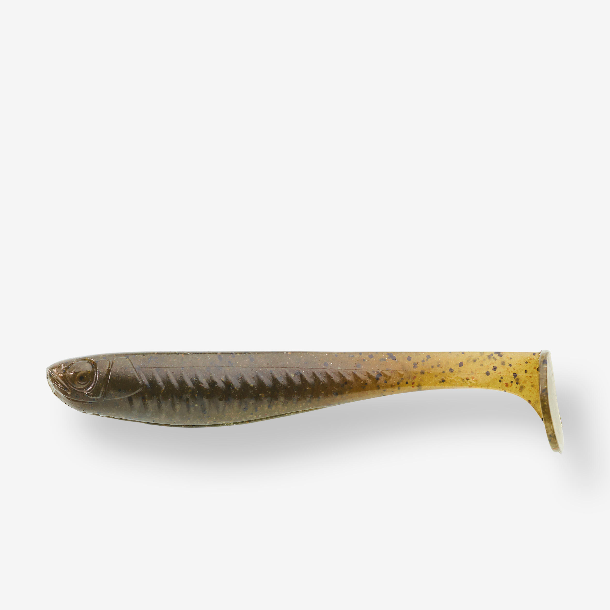 Fishing soft lure YUBARI FAT SHAD with attractant Green Pumpkin Black ...