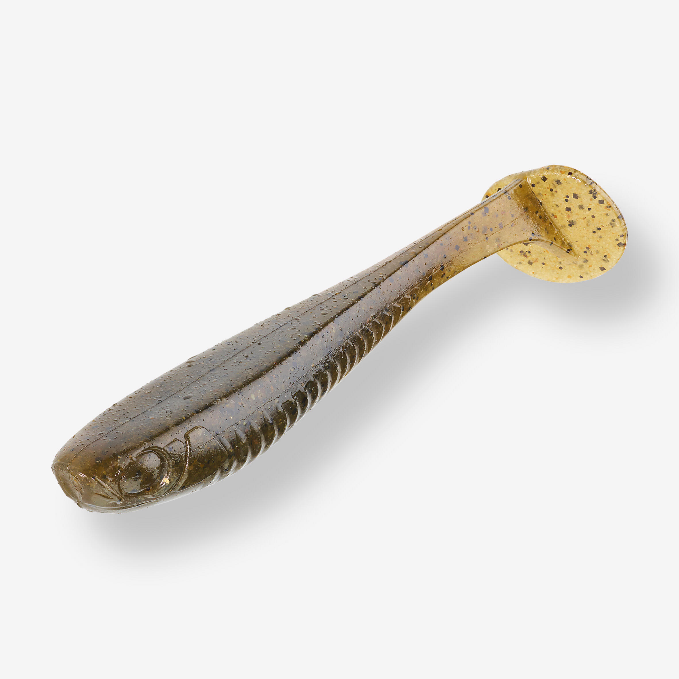 Fishing soft lure YUBARI FAT SHAD with attractant Green Pumpkin Black ...