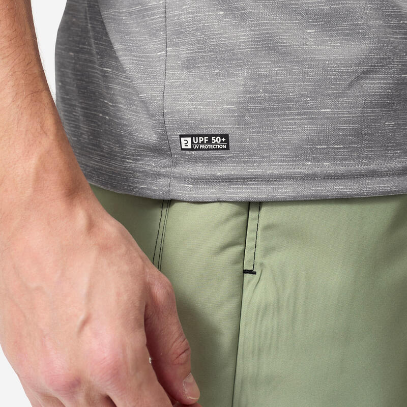 Erkek Standart Kalıp Kısa Kollu UV Korumalı Tişört - Gri - Desenli ...