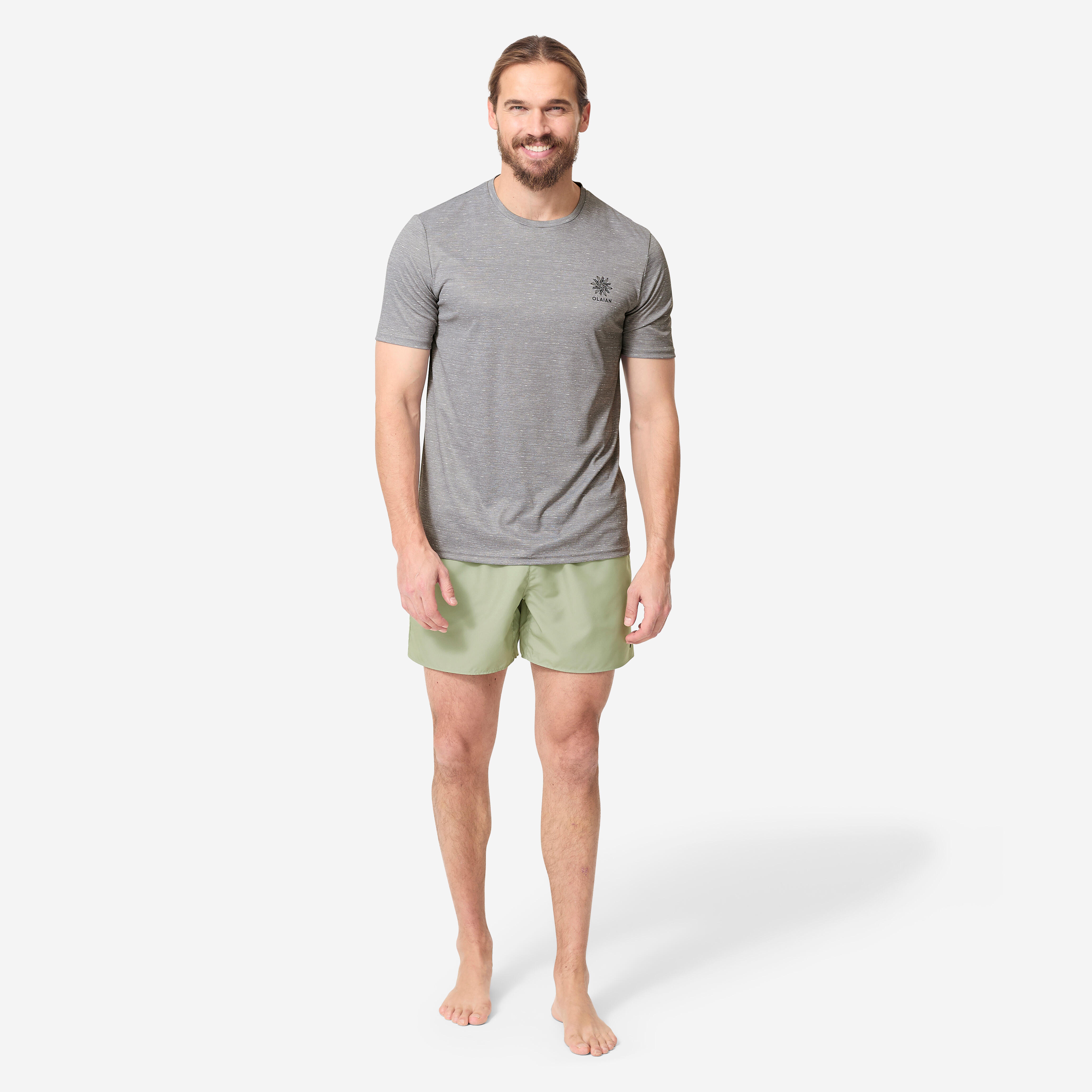 Men's Short-Sleeved Surfing Rash Guard - Dark grey - Olaian - Decathlon