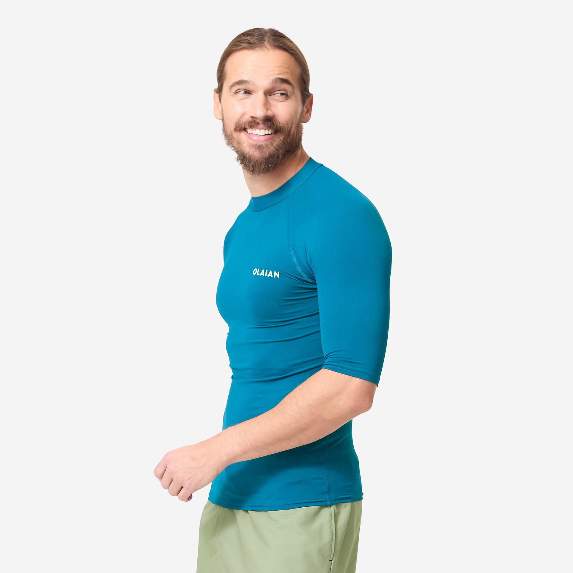 100 Men's Short Sleeve UV Protection Surfing Top T-Shirt - Blue