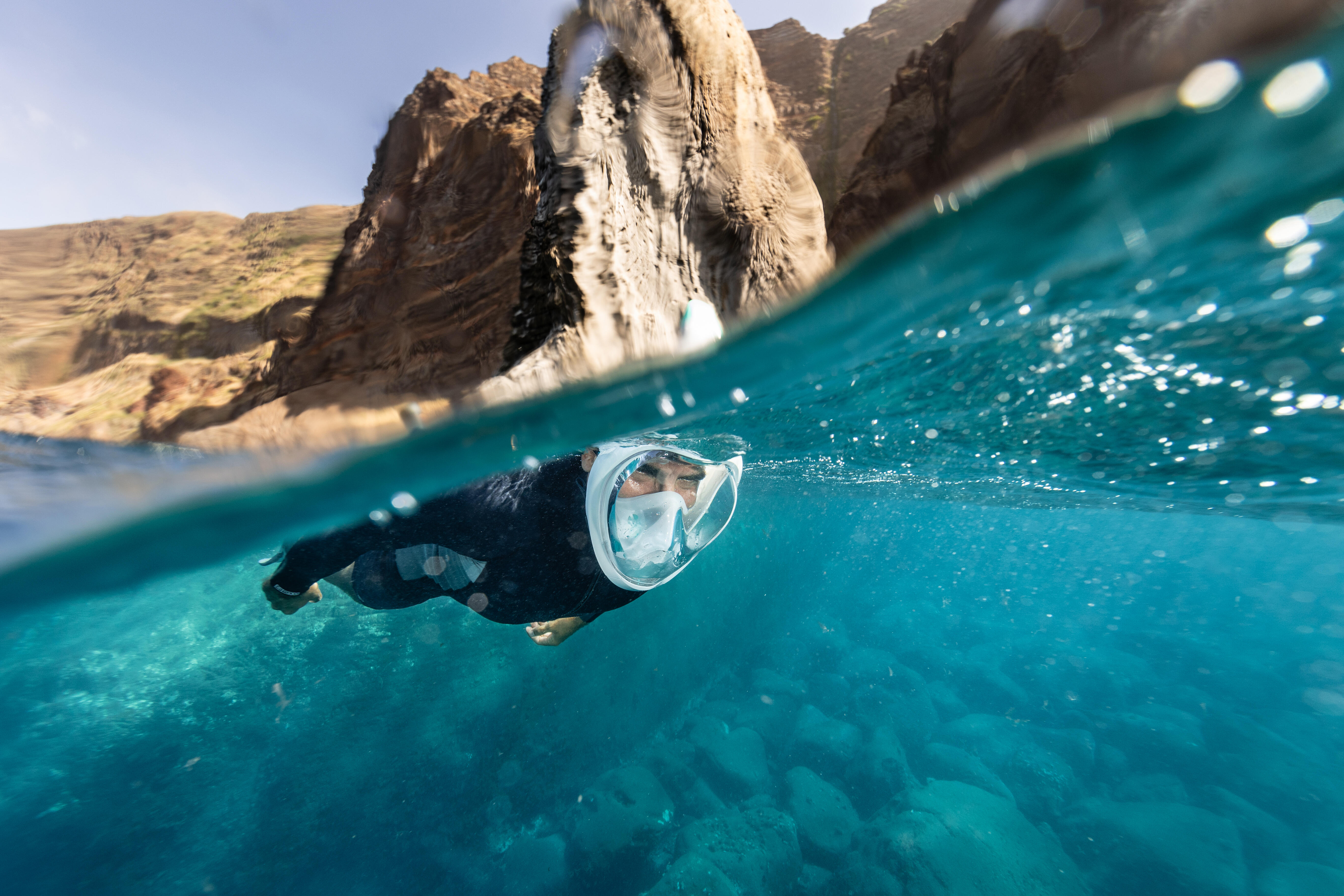 Masque de plongée, Easybreath 500 - Bleu Brume, Gris Lune - Subea ...