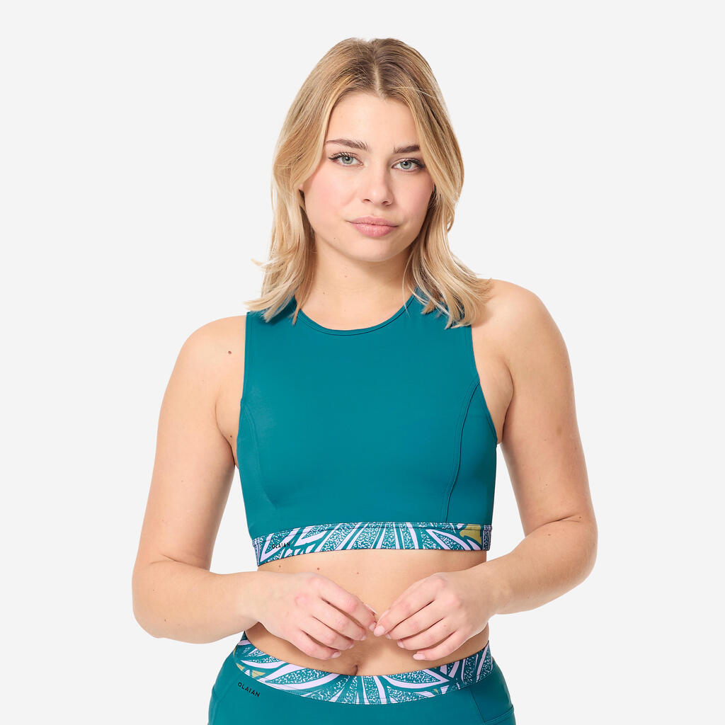 Women’s surfing extra coverage bikini crop top - Carla petrol blue ...