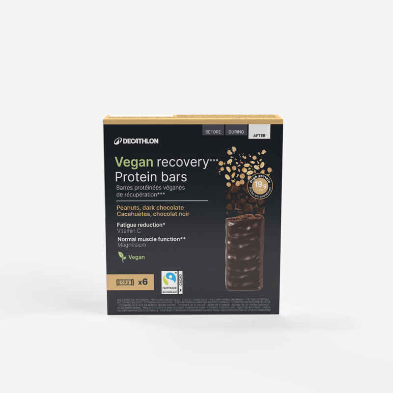 Vegan Chocolate Peanut Recovery protein bar, x6 - Decathlon