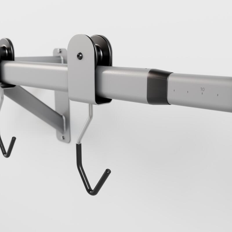 Support vélo mural 5 crochets coulissants, gris | Decathlon